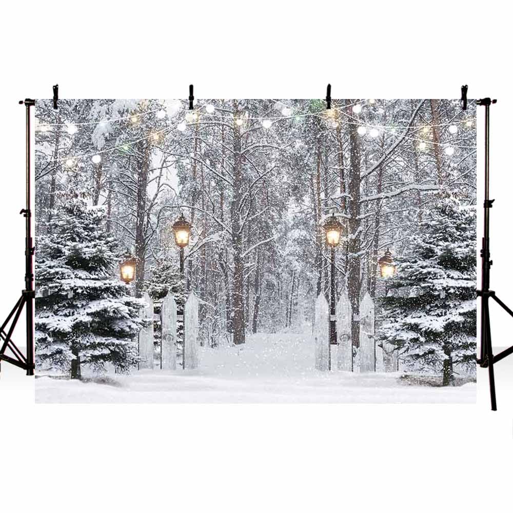 AIBIIN 7x5ft Winter Snowy Forest Photography Background Snowfield Pine ...