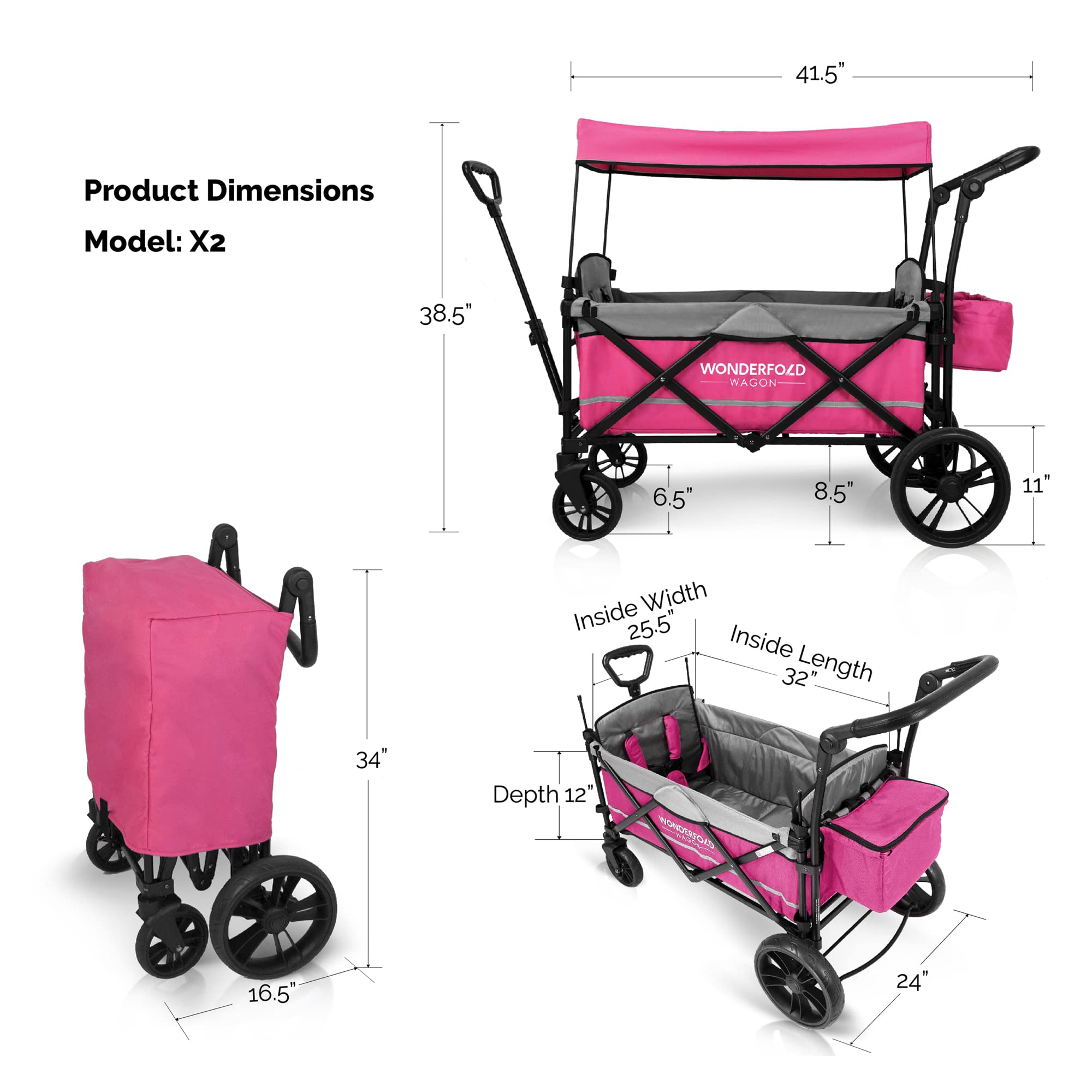 Snapklik.com : WONDERFOLD X2 Push & Pull Double Stroller Wagon