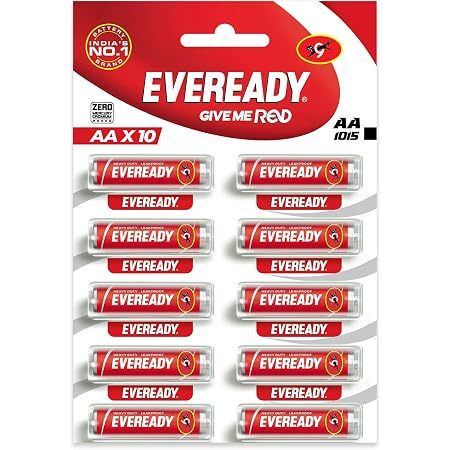Eveready Battery Red Hd AA 1015 Battery, Strip of 10 [Pack of 2 ...