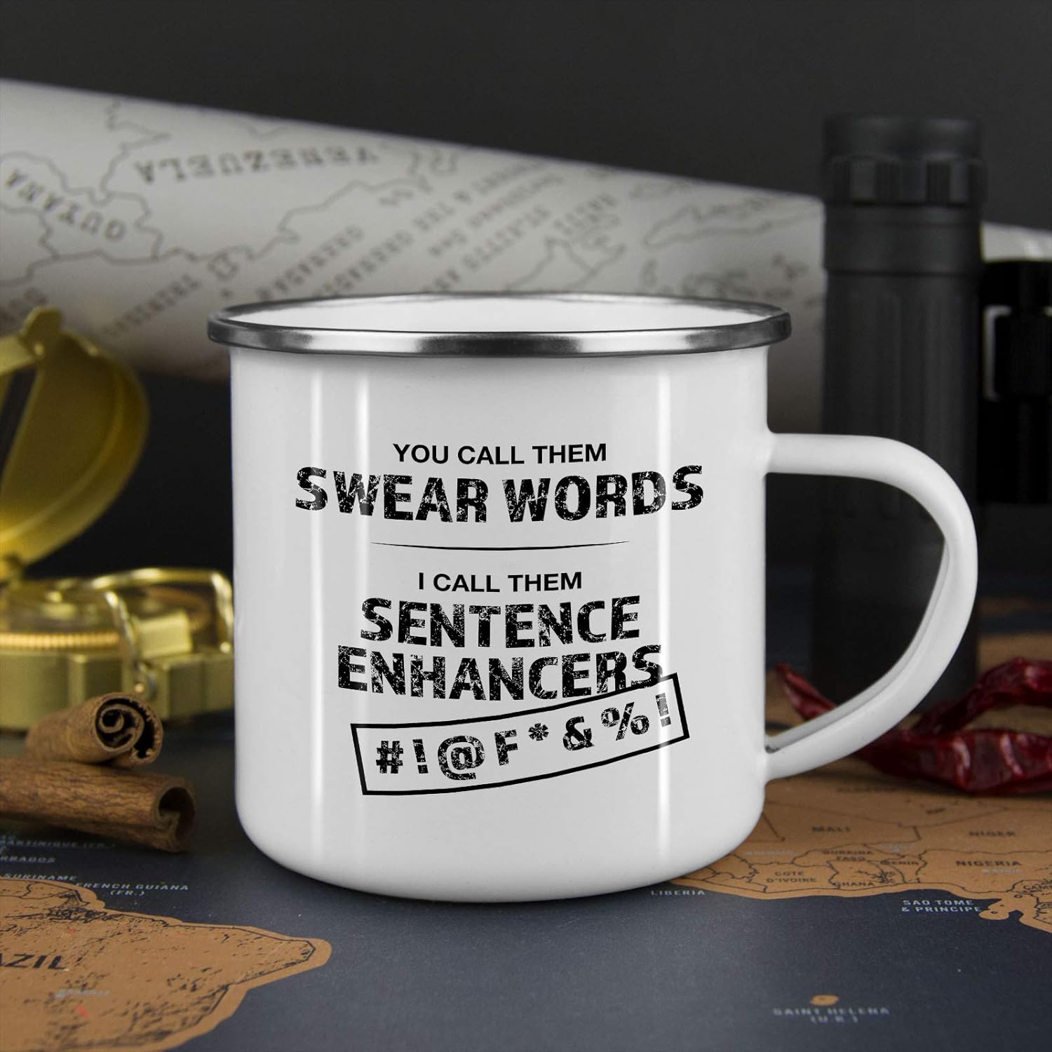 Amazon.com | Wellcoda F Word Grammar You Enamel Mug, Swearing Cup ...