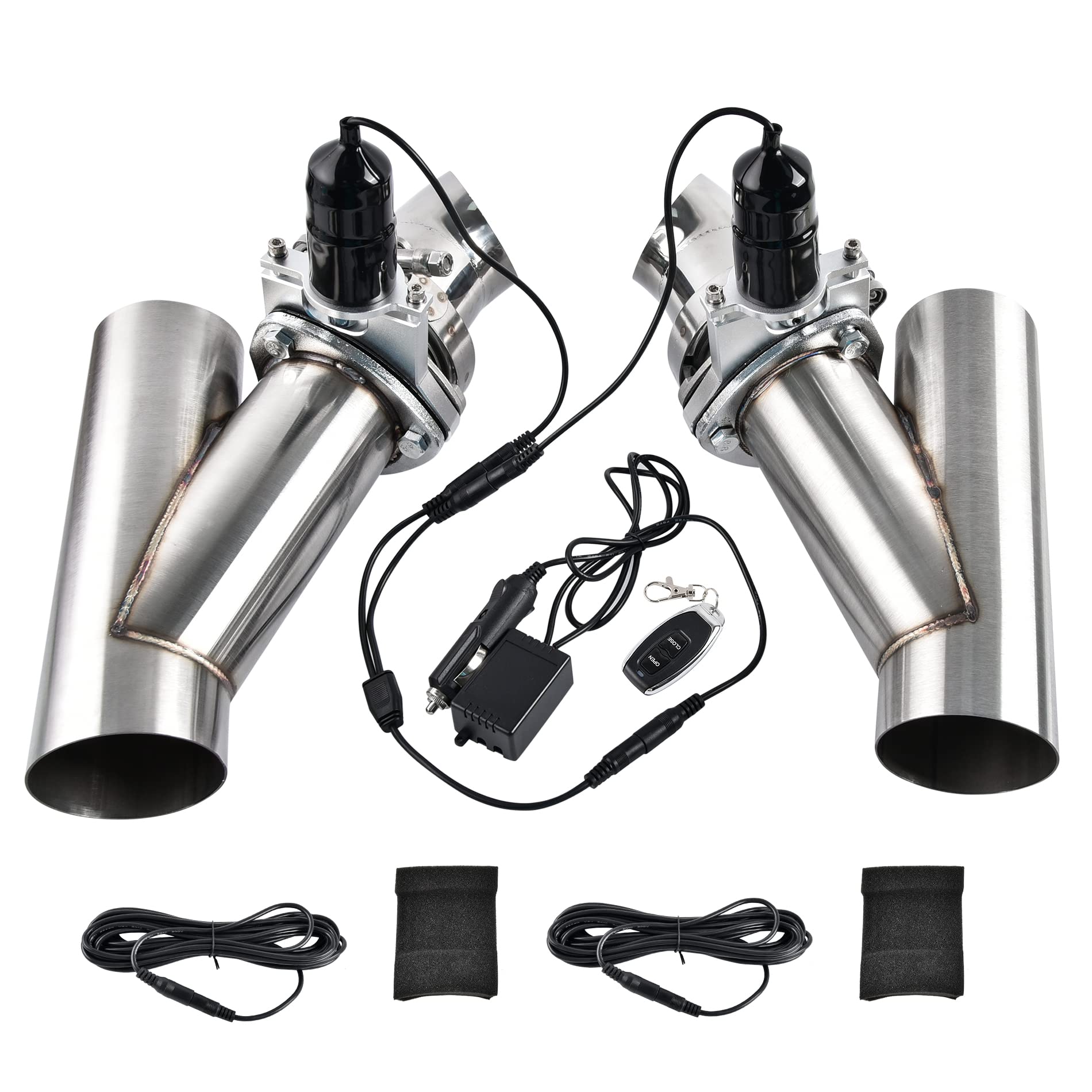 EVIL ENERGY 2.5" Electric Exhaust Cutout Dual Flaps Valve Kit with ...