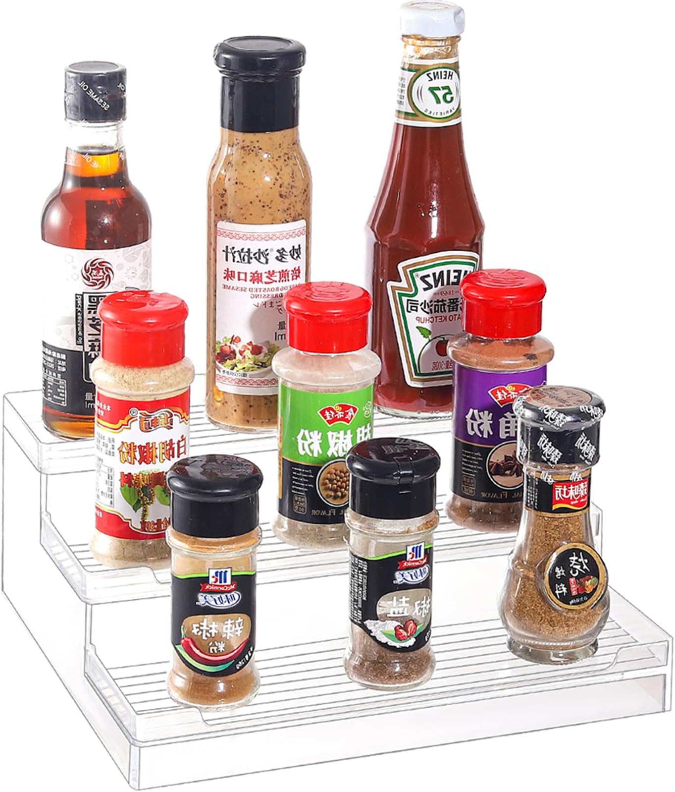 Amazon.com: mDesign Plastic Kitchen Spice Bottle Rack Holder, Food ...