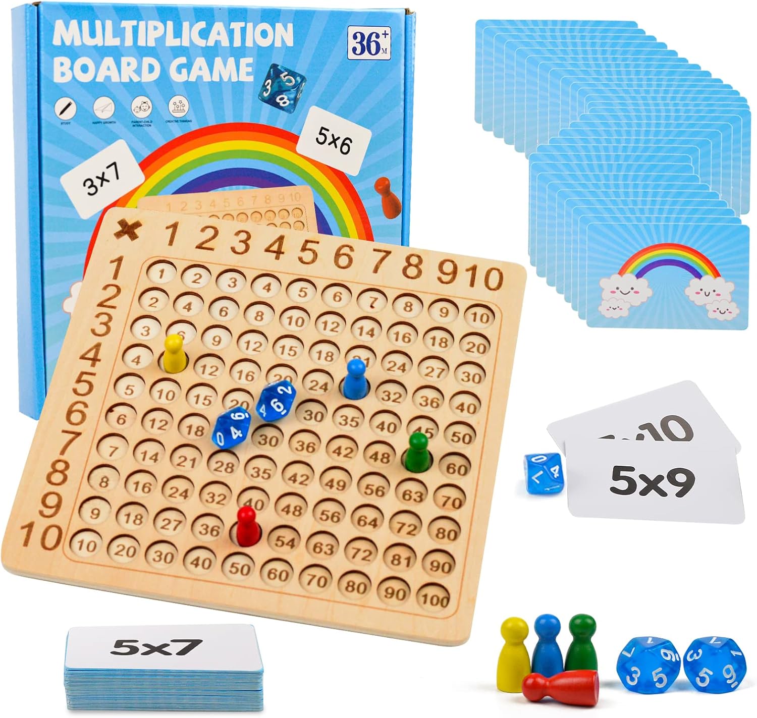 Vibbang Wooden Math Multiplication Board, Montessori Multiplication ...