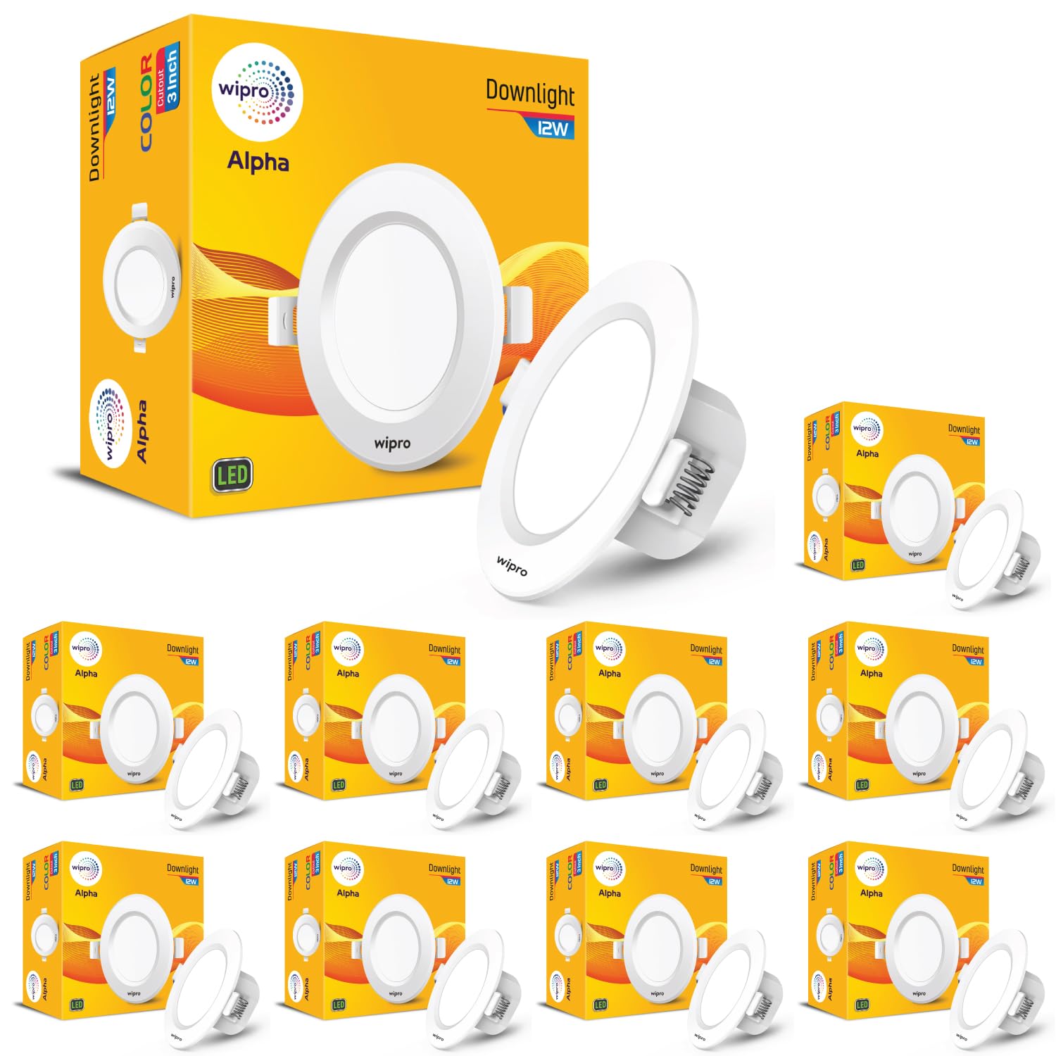 Wipro Garnet 12W Round Downlight Junction Box | Warm White (2700K ...