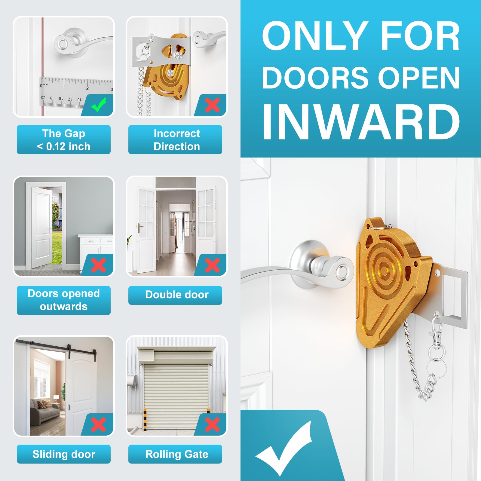 Snapklik.com : Metal Portable Door Lock For Travel Hotel Room Safety ...