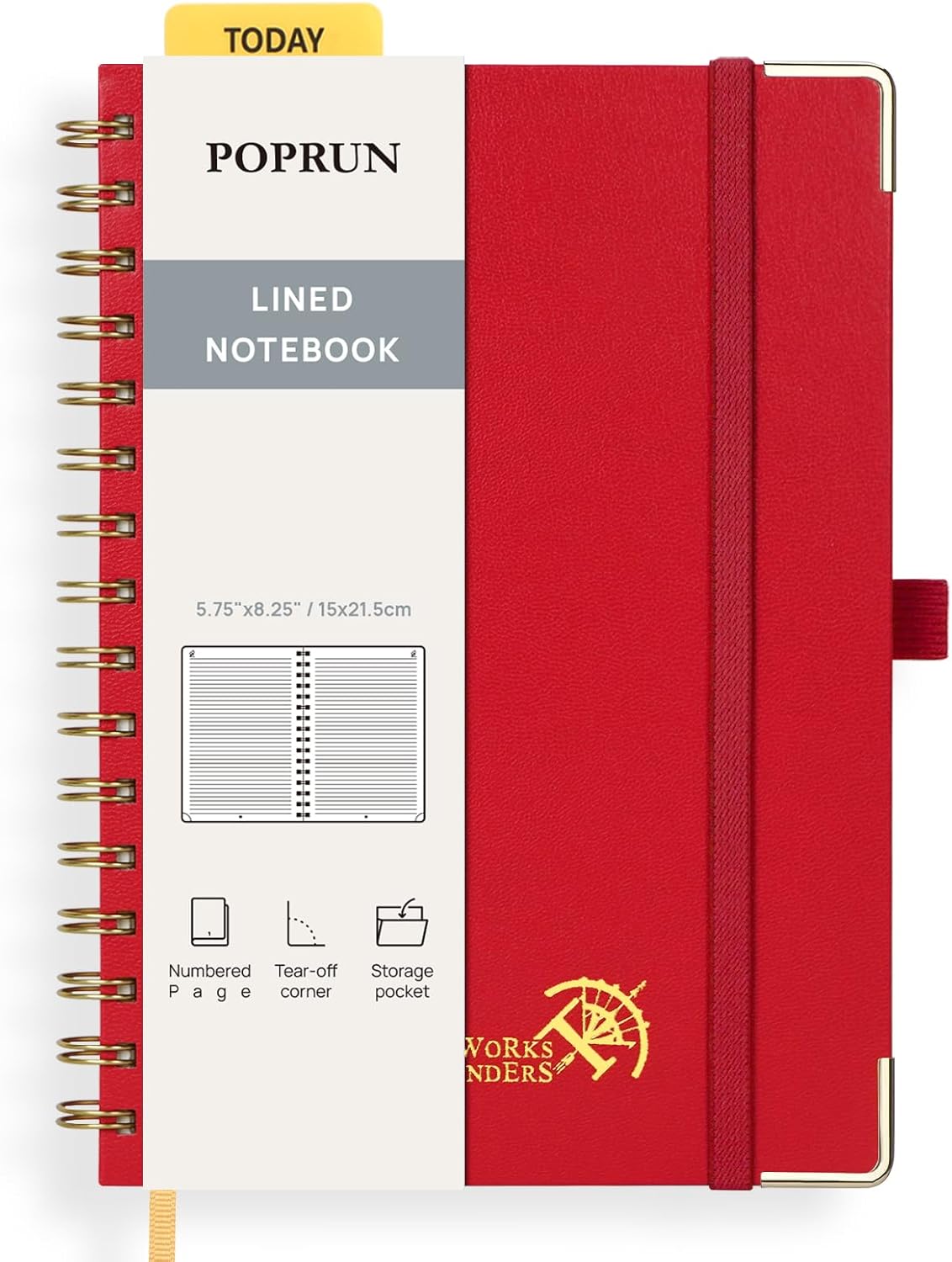 Amazon.com : POPRUN Lined Spiral Journal Notebook, [A5-5.75'' x 8.25 ...