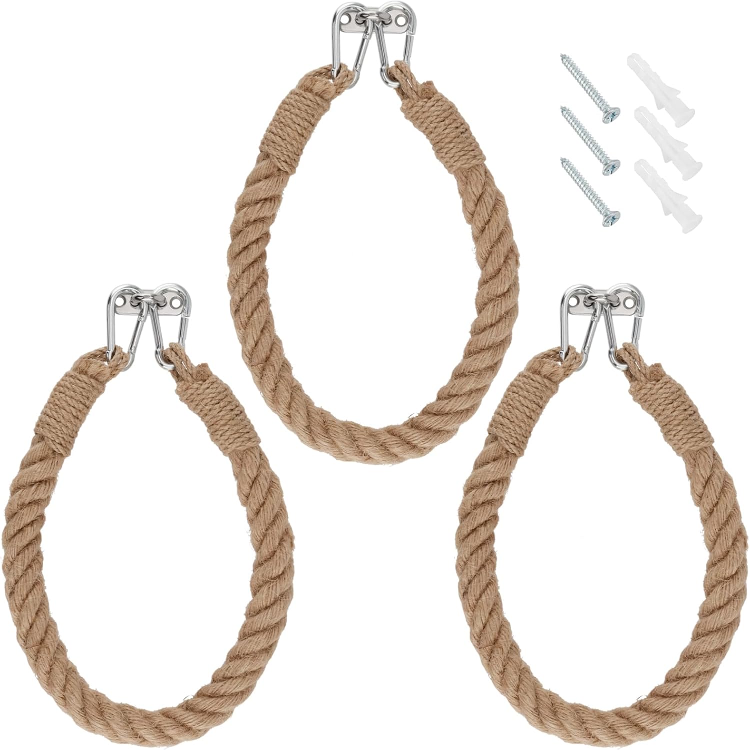 MUKLEI 3 PCS Nautical Rope Toilet Paper Holder, Hemp Rope Towel Holder ...