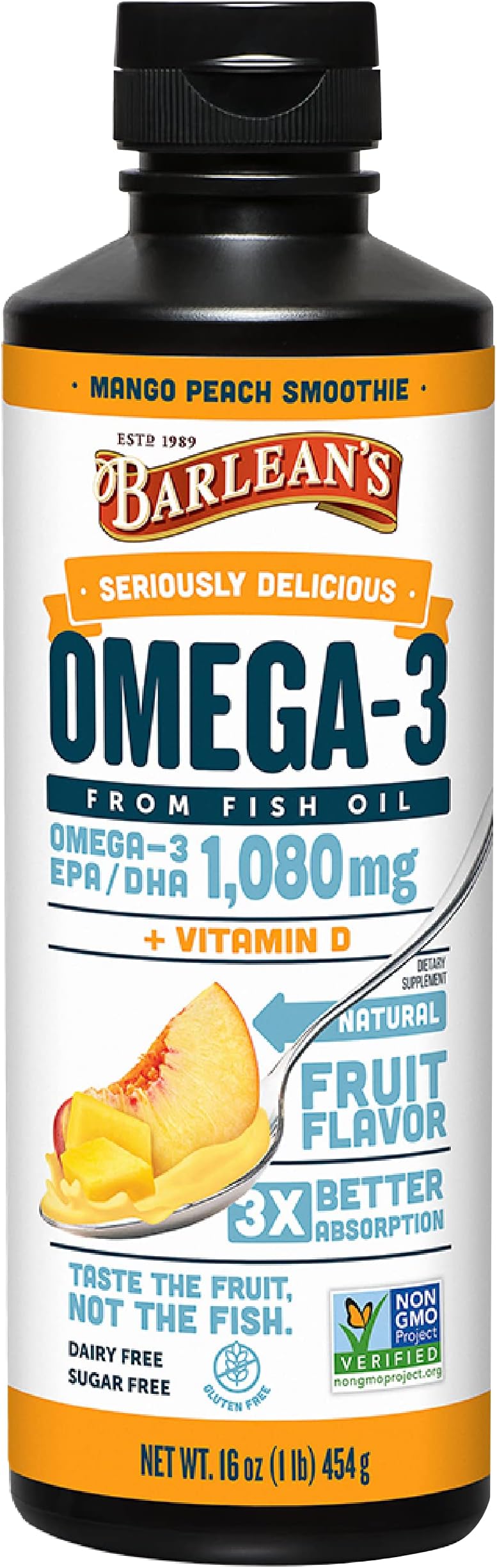 Amazon.com: Barlean's Mango Peach Omega 3 Fish Oil Liquid Supplement ...