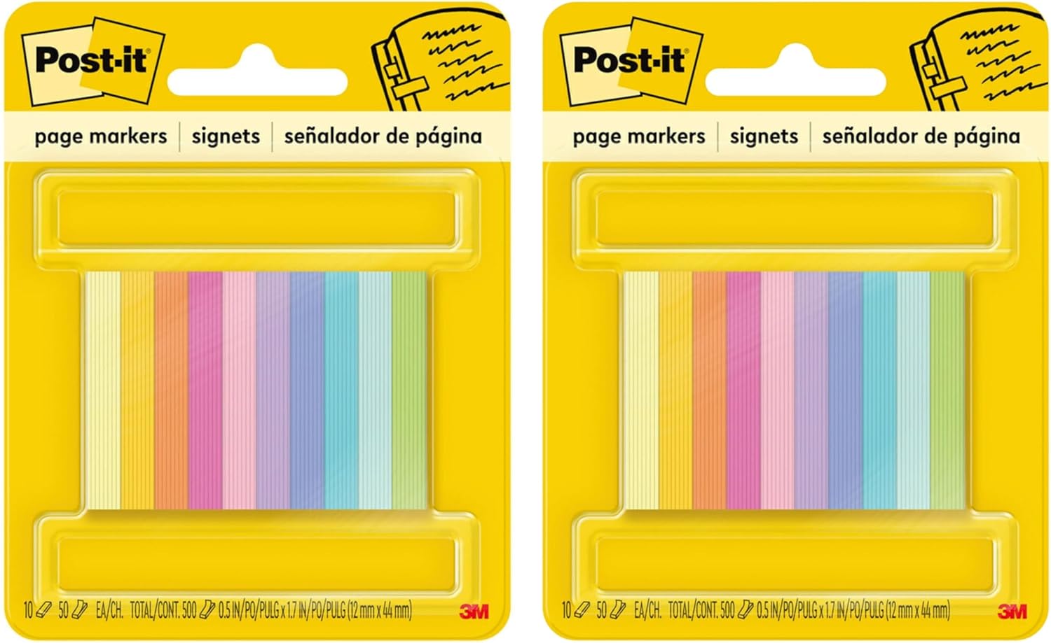 Amazon.com : Post-it Page Markers, Assorted Bright Colors, 1/2 x 2 ...