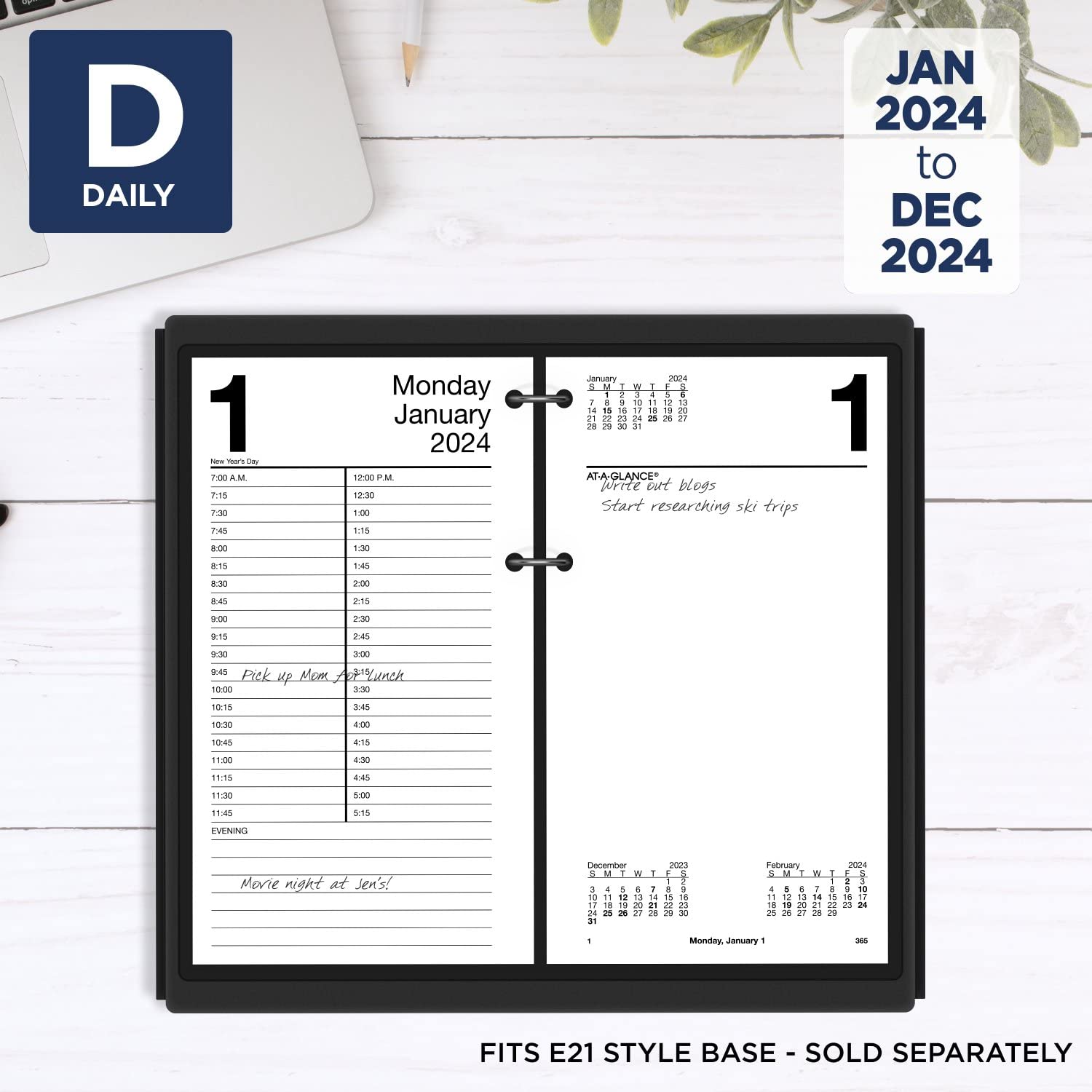 Snapklik.com : AT-A-GLANCE 2024 Daily Desk Calendar Refill, 4-1/2" X 8 ...