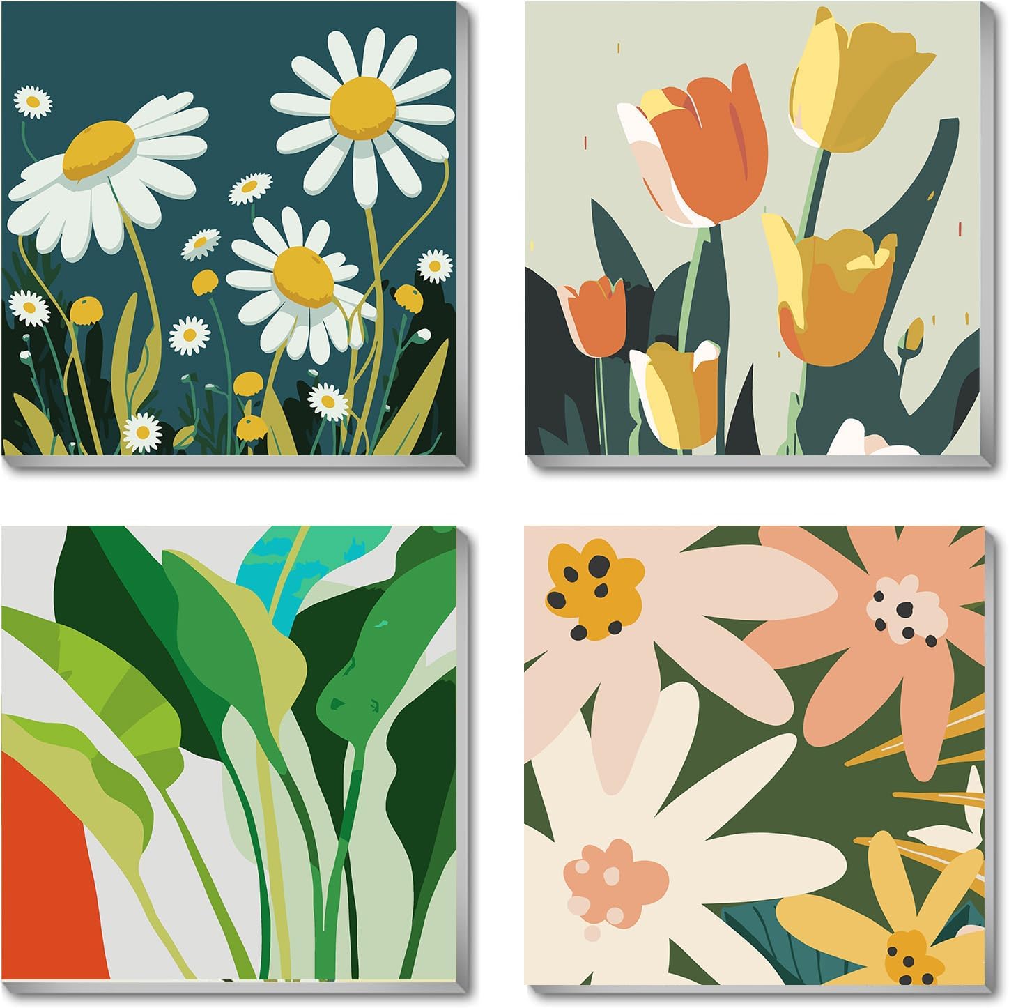 Amazon.com: mrpwnle 4 Pack Flowers Paint by Numbers Kit for Adults ...