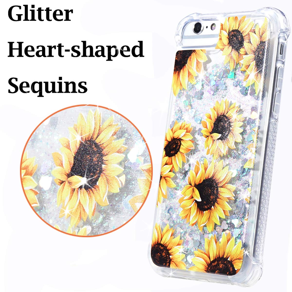 Flocute iPhone 7 Case,iPhone 8 Floral Glitter Flower Case Bling Sparkle ...