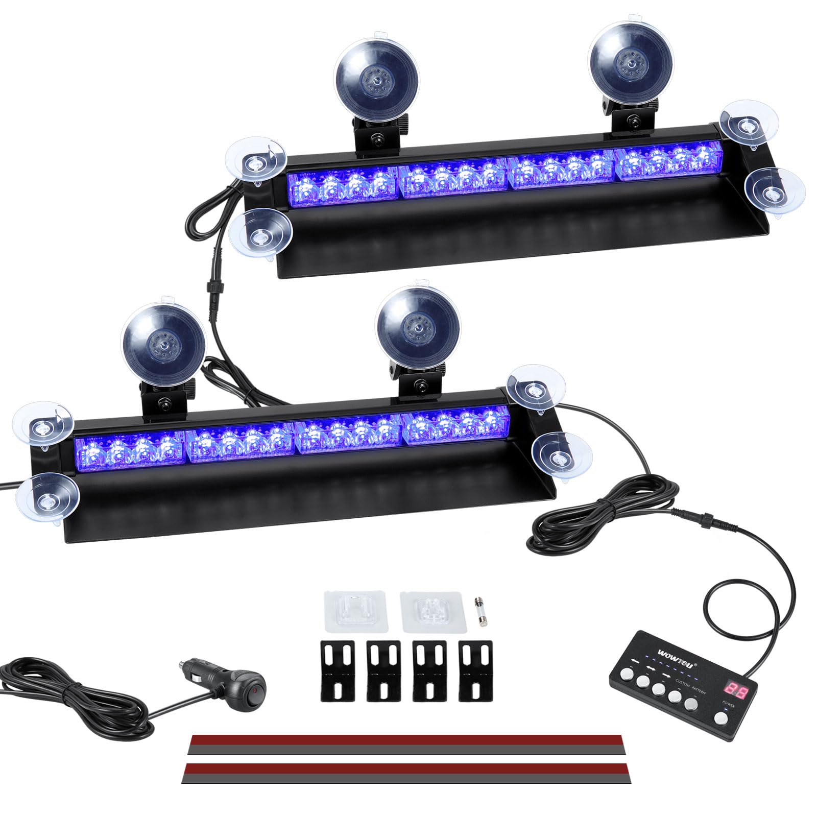 Snapklik.com : WOWTOU 2 In 1 LED Blue Emergency Strobe Light Bar For ...