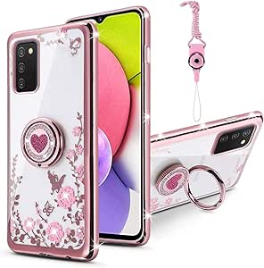 Amazon.com: for Samsung Galaxy A03S Case for Women, Glitter Crystal Butterfly Heart Floral Slim ...