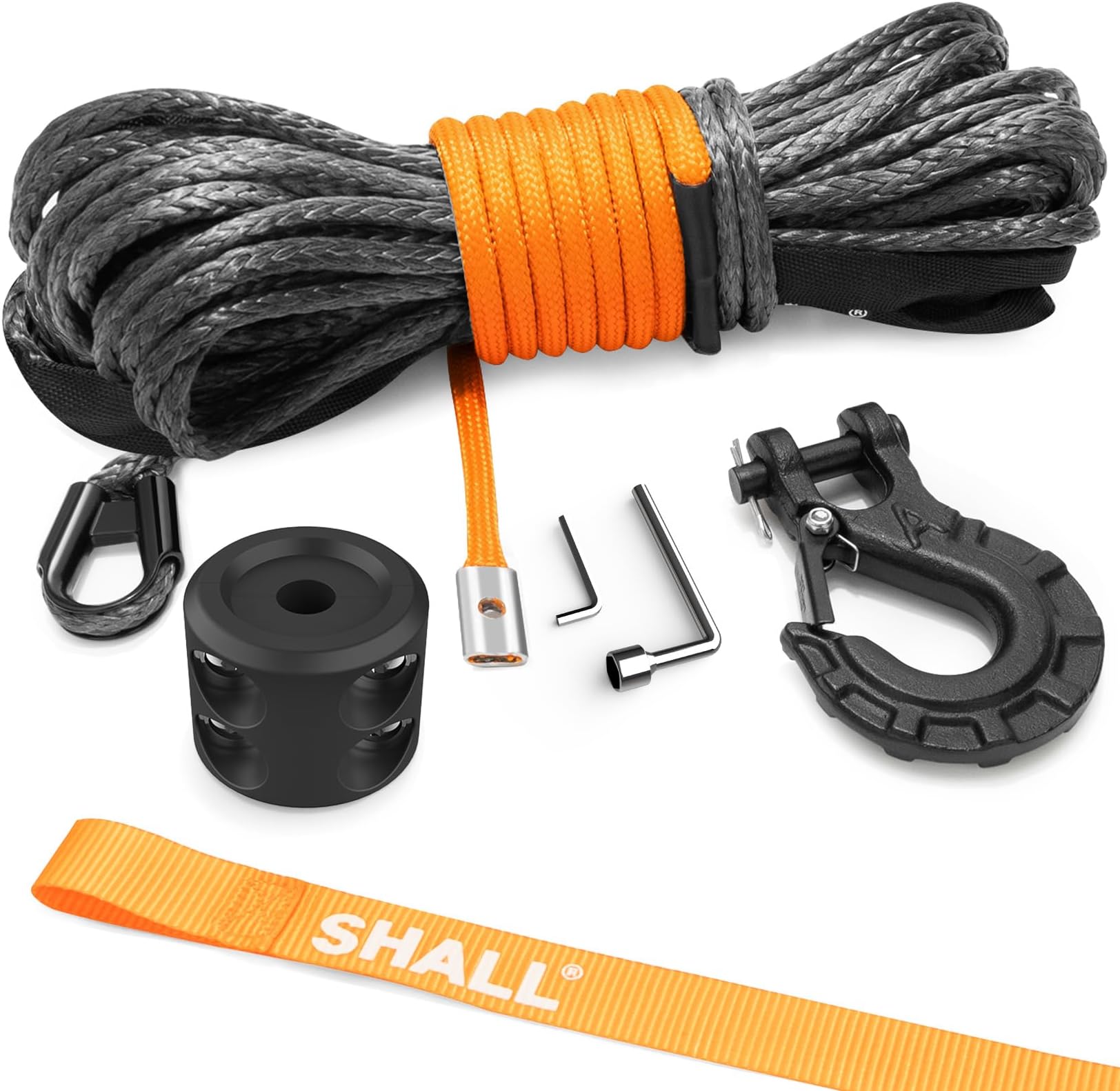Amazon.com: SHALL 1/4 Inch x 50 Feet Synthetic Winch Rope 10,000LBS ...