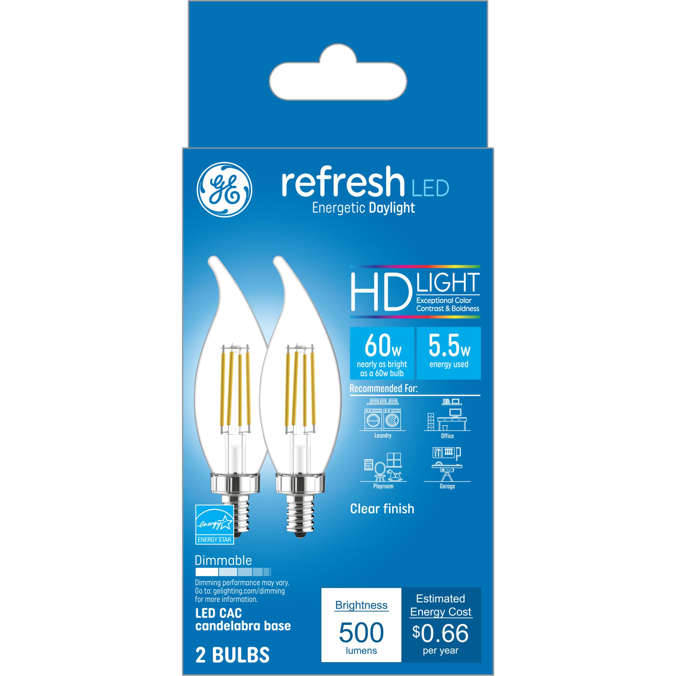 Amazon.com: GE Refresh HD LED Light Bulbs, 60 Watt, Daylight ...