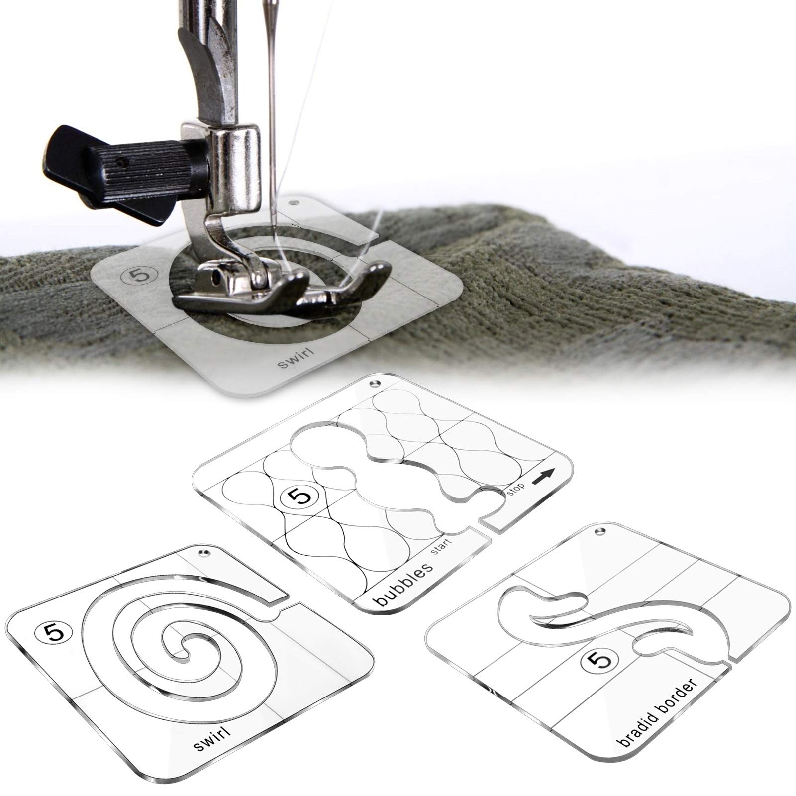 Buy 3 Pieces Domestic Sewing Machine Ruler Free Motion Quilting ...