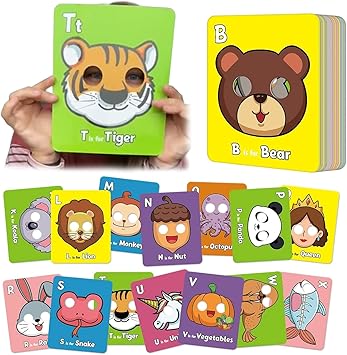 Amazon.com: 26 PCS Alphabet ABC Flash Cards with Animal Masks, Colorful ...