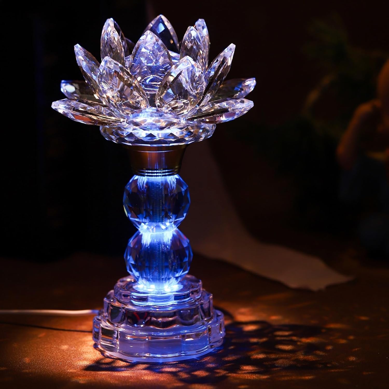 TENGFENG LED Crystal Lotus Flower Lamp – USB Powered Buddha Light for ...
