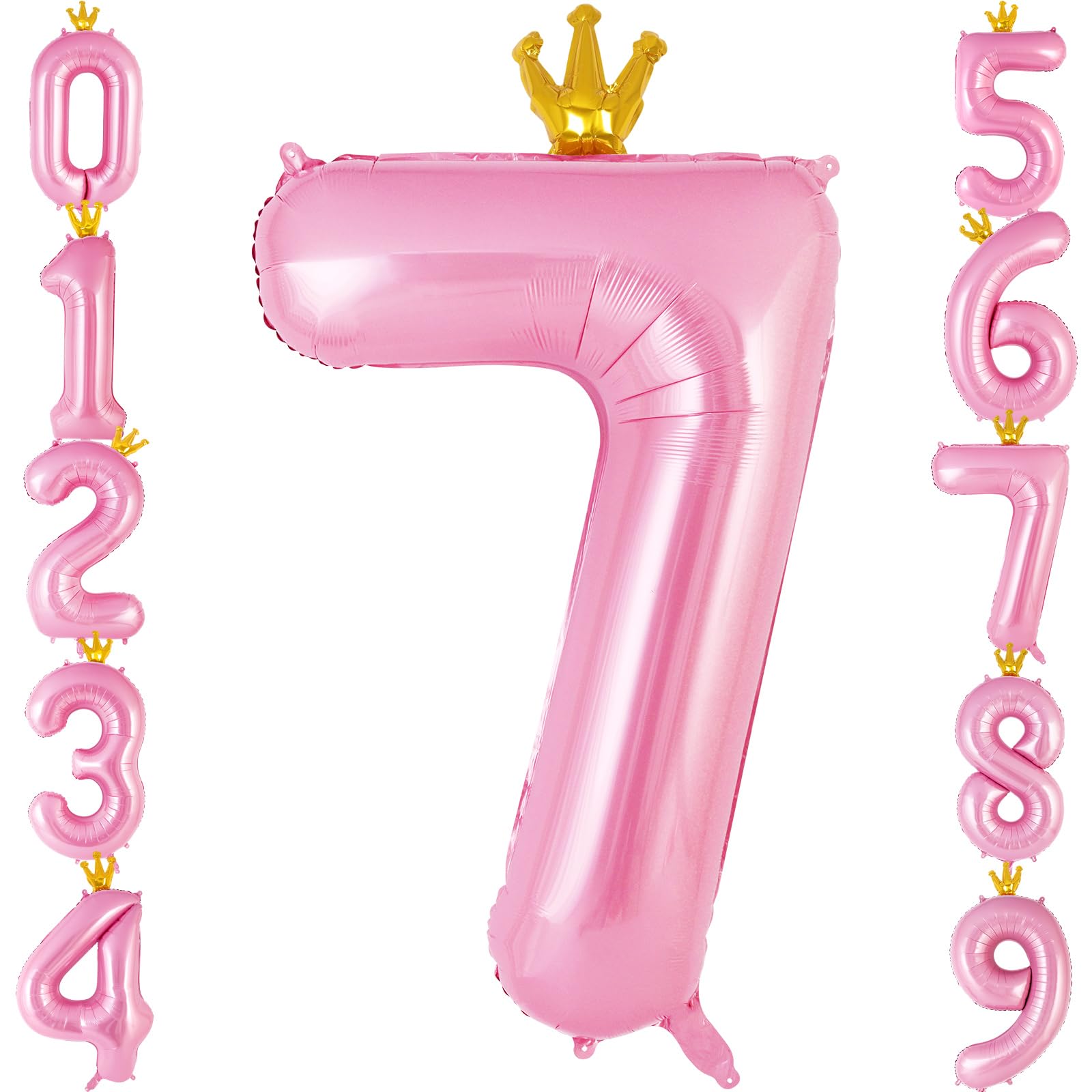 Amazon.com: Crown Pink Number 7 Balloon, 40 Inch Big Large Foil Helium ...
