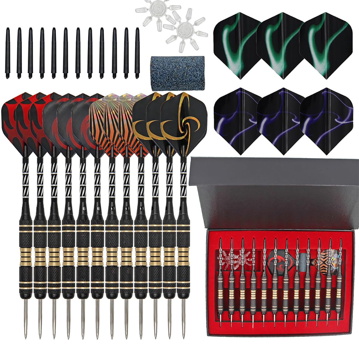 12PCS 22g Iron Tip Dart Flights Aluminum Barrel Flights Darts with ...