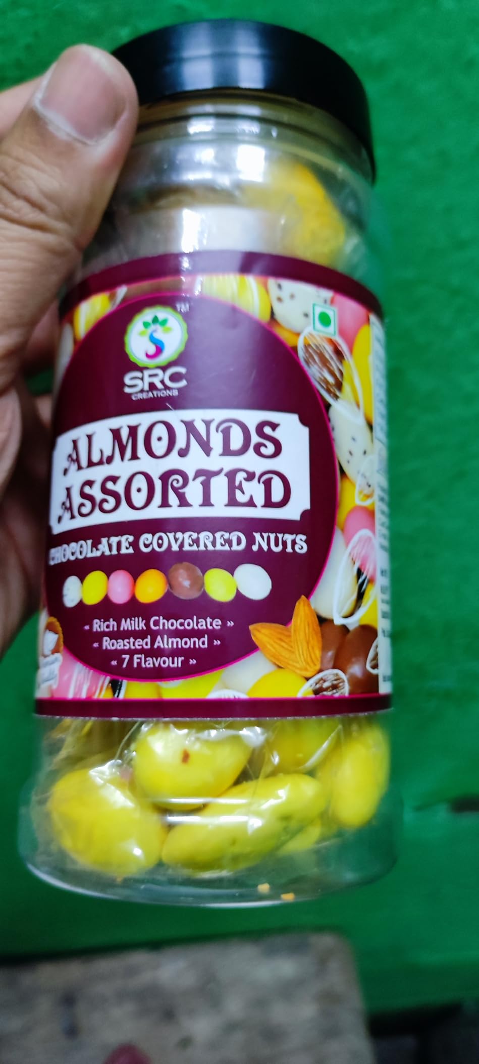SRC CREATIONS Almonds Assorted Chocolate Covered Nuts 7 Flavour Mix Pack 230 grams : Amazon.in ...