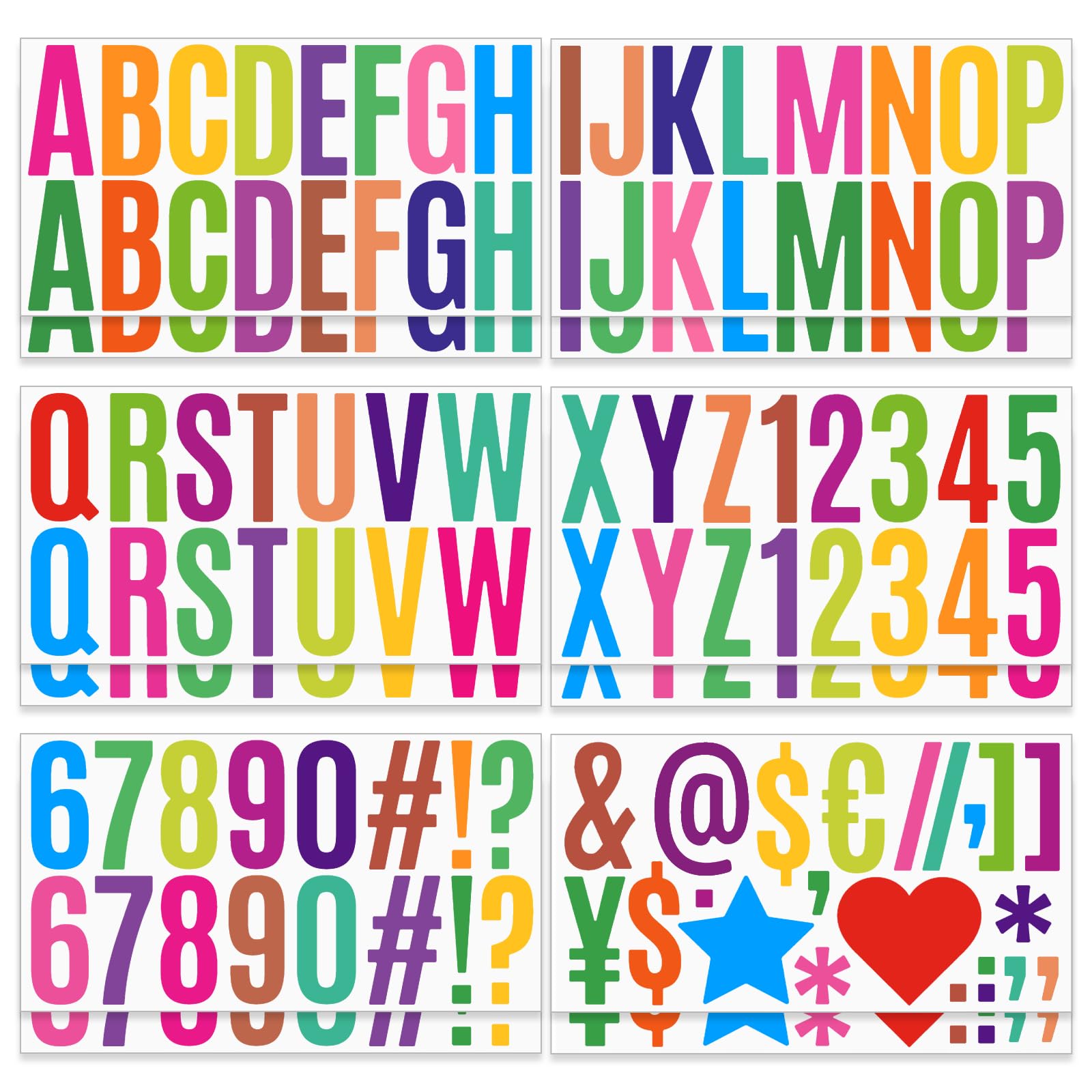 Amazon.com: 12 Sheets Colorful Letter Number Stickers, 2.5'' Self ...