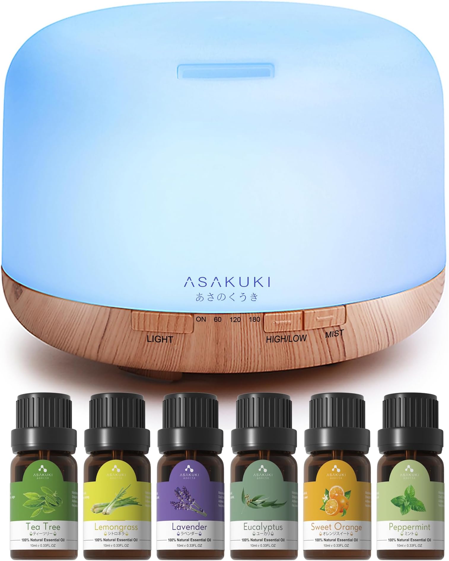 ASAKUKI 700ml Premium, Essential Oil Diffuser, 5 in 1 Ultrasonic ...