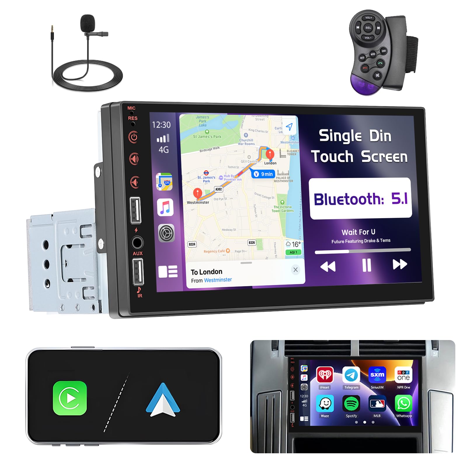 Snapklik.com : 7 Inch Single Din Touch Screen Radio