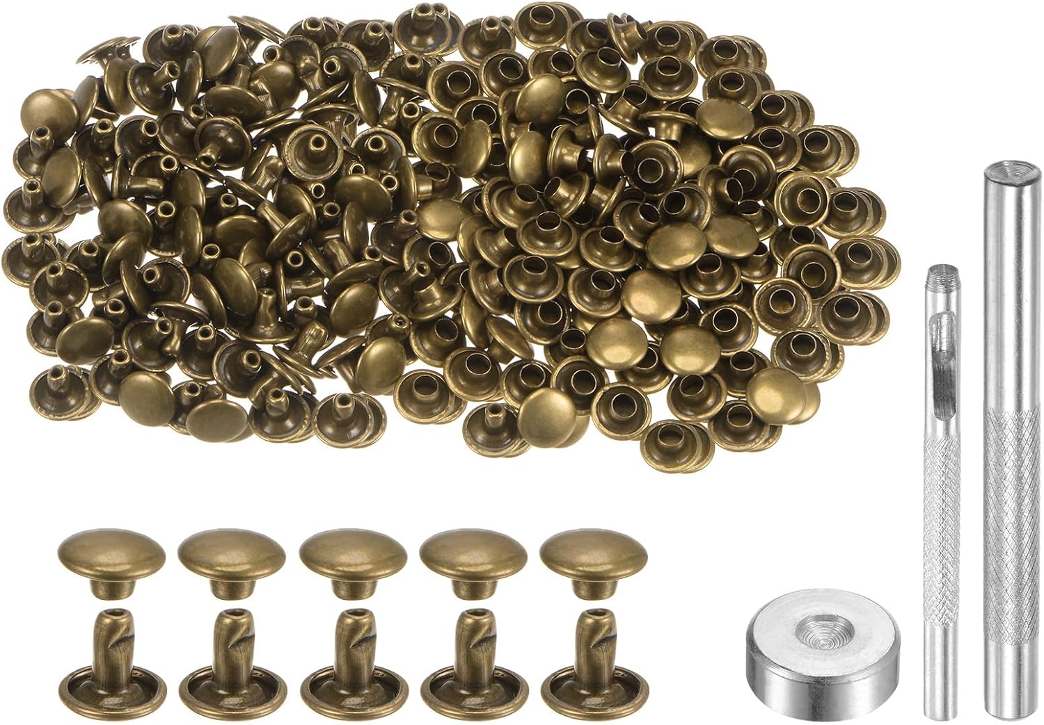 Amazon.com: HARFINGTON 200 Sets Leather Rivets 8mm x 6mm Metal Double ...