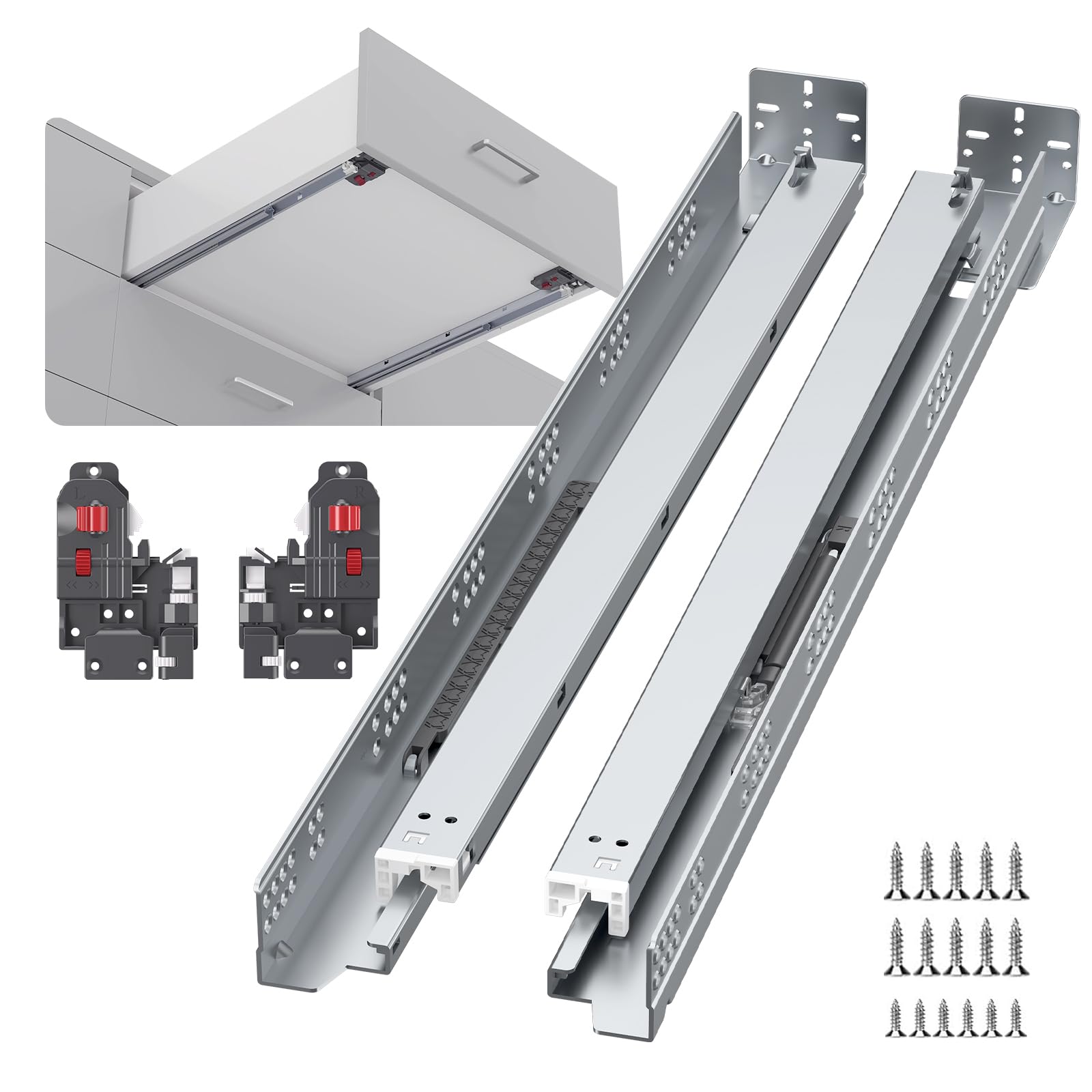 Snapklik.com : Homdiy 1 Pair Undermount Drawer Slides Soft Close 21 ...