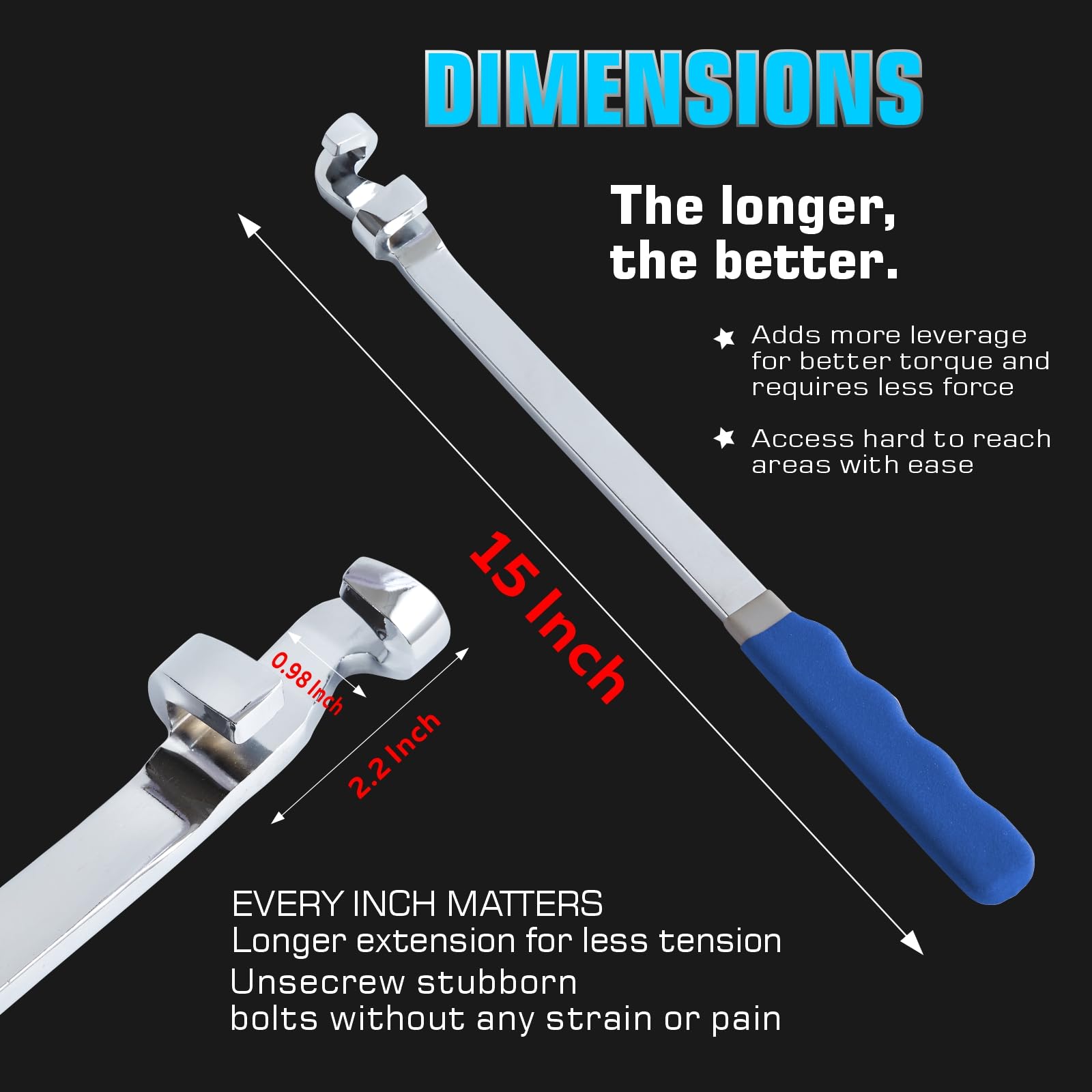 Extension Wrench Bar Extra-Long 15 Inch Wrench Extension Bar, Torque ...