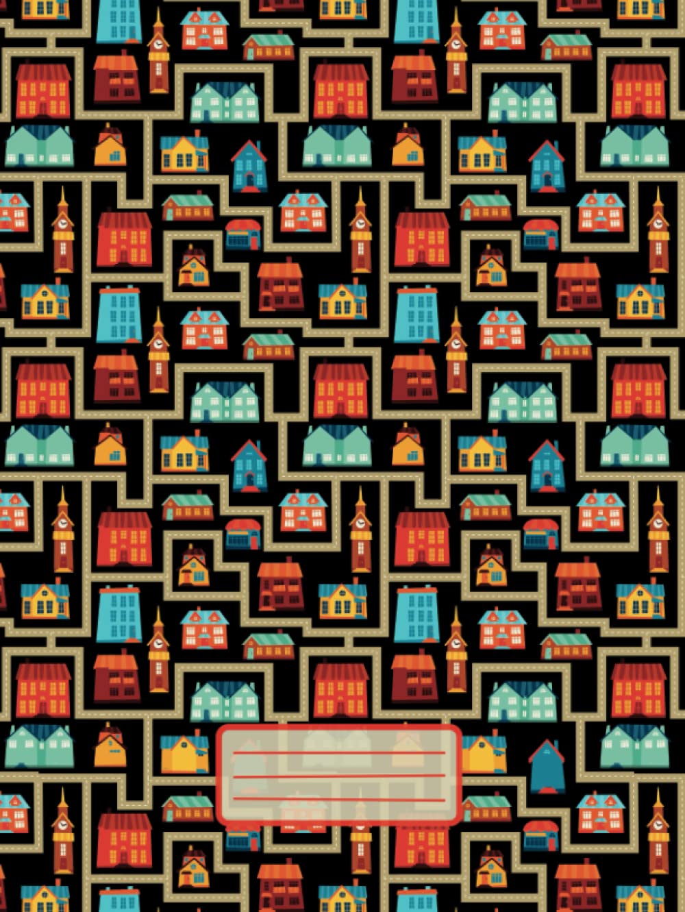 Building Pattern Illustration Notebook: Street Map Pattern Notebook ...