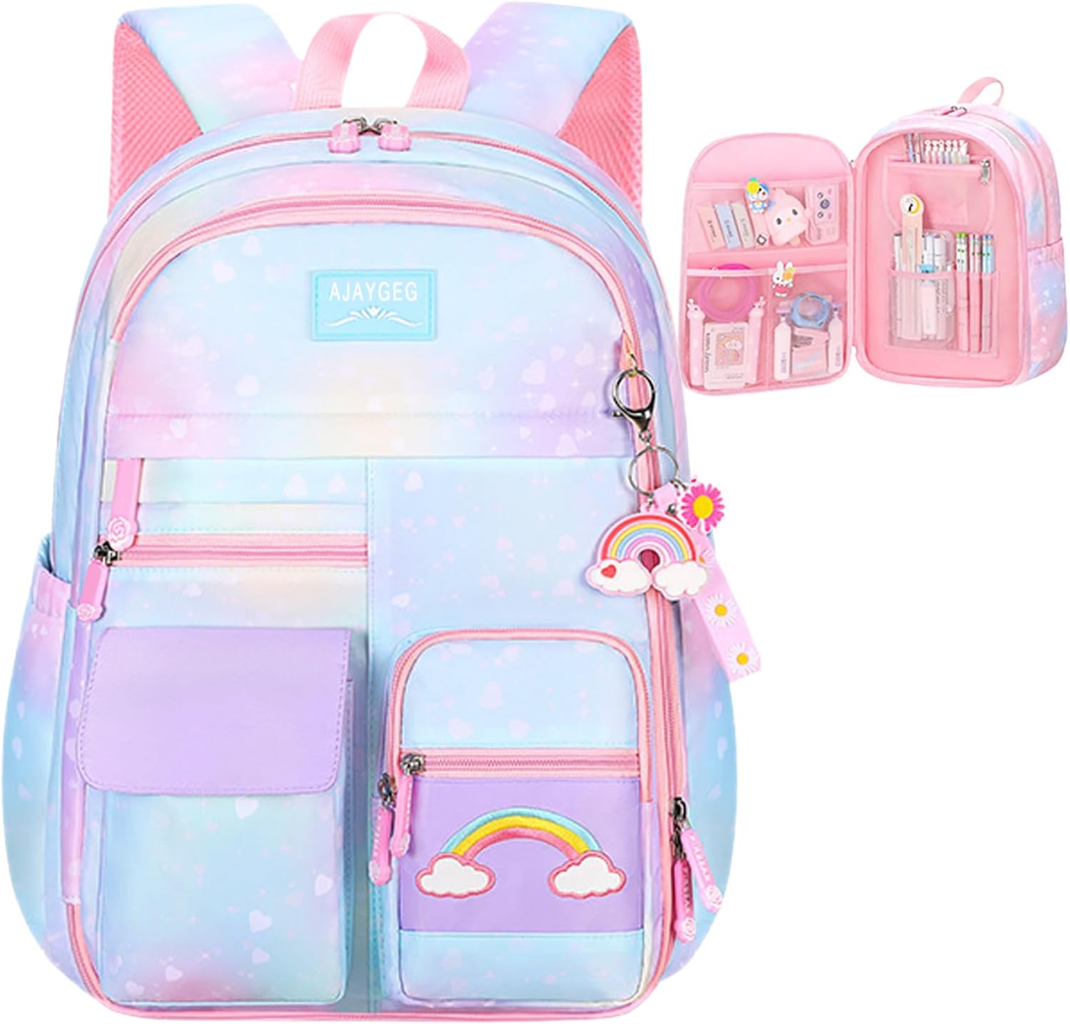Amazon.com | IHZZ Kawaii Backpack, Pink Backpack for Girls, Kid Starry ...