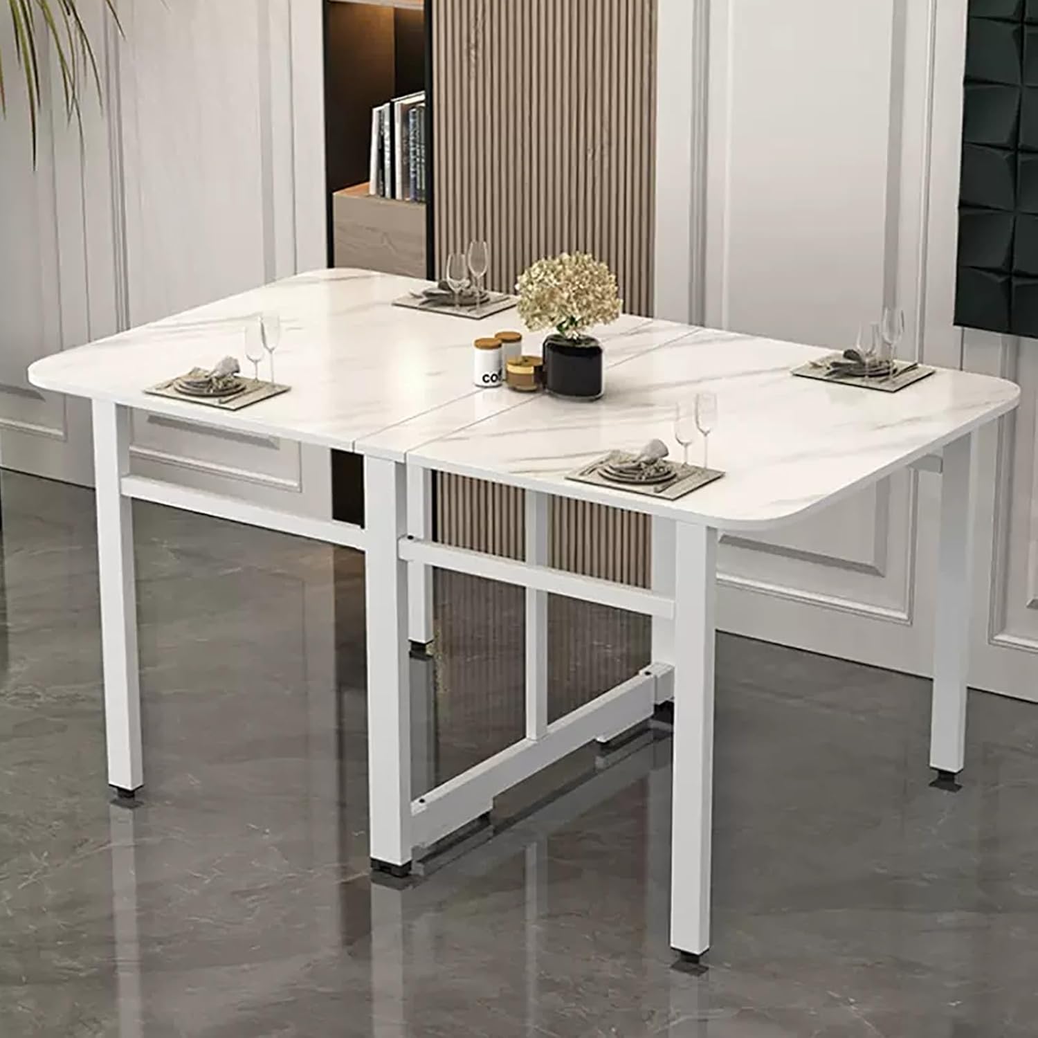 Amazon.com - Cxlly Modern Folding Drop Leaf Dining Table, Expandable ...