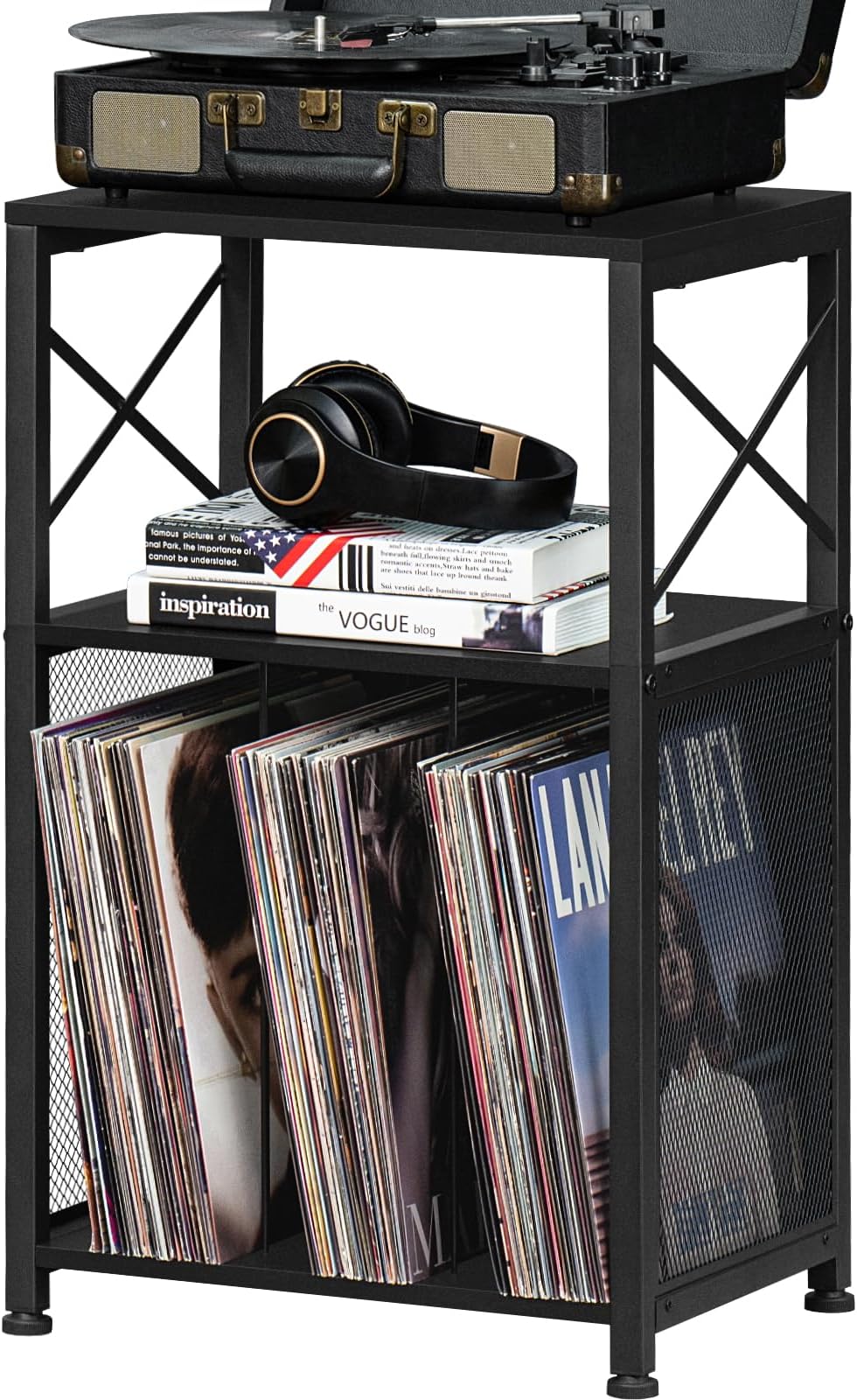 Amazon.com: Tangkula Record Player Stand, 3 Tier Rolling Turntable ...