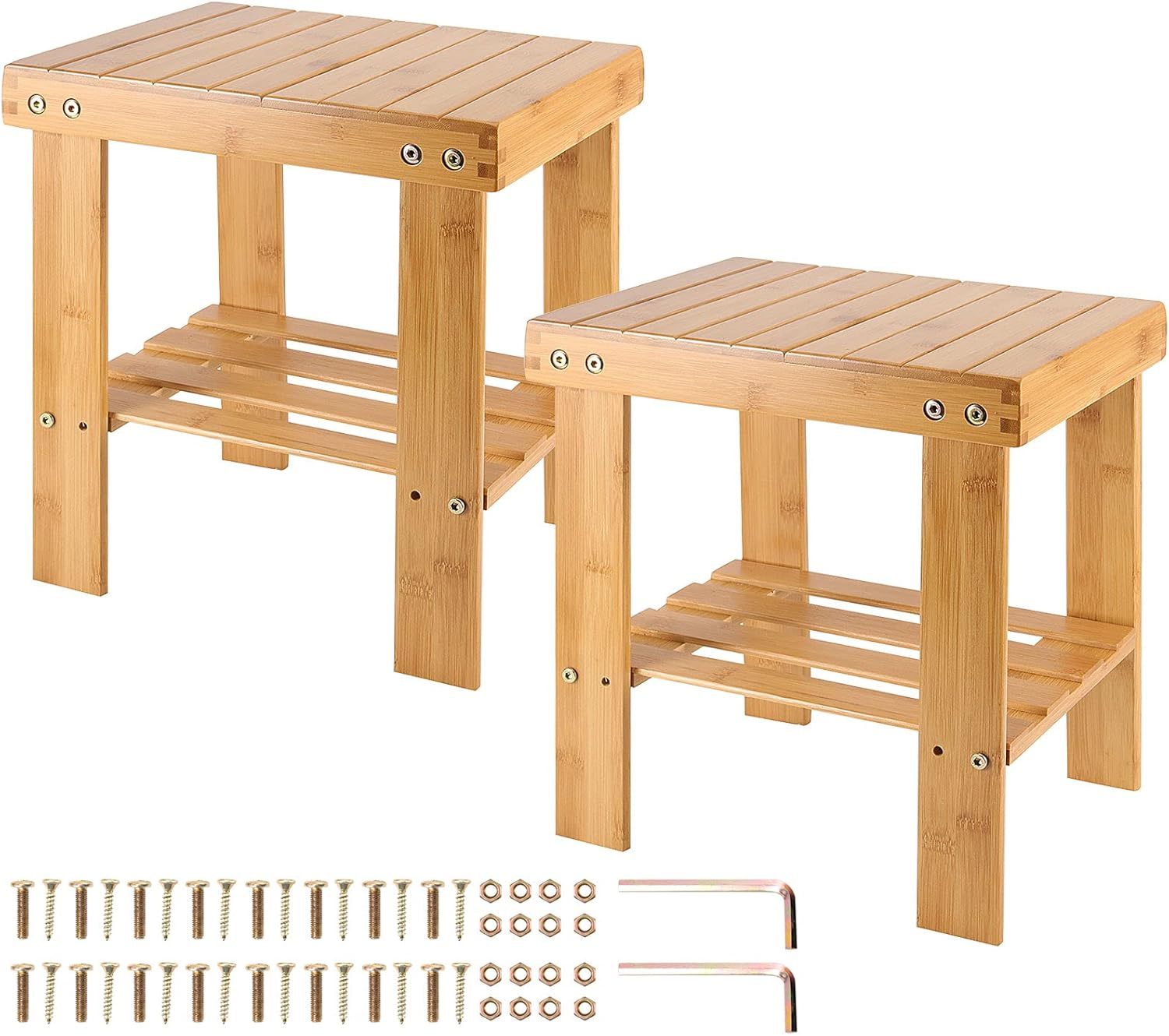 Amazon.com: HOIGON 2 Pack 13 Inches Bamboo Step Stool, Bamboo Foot ...