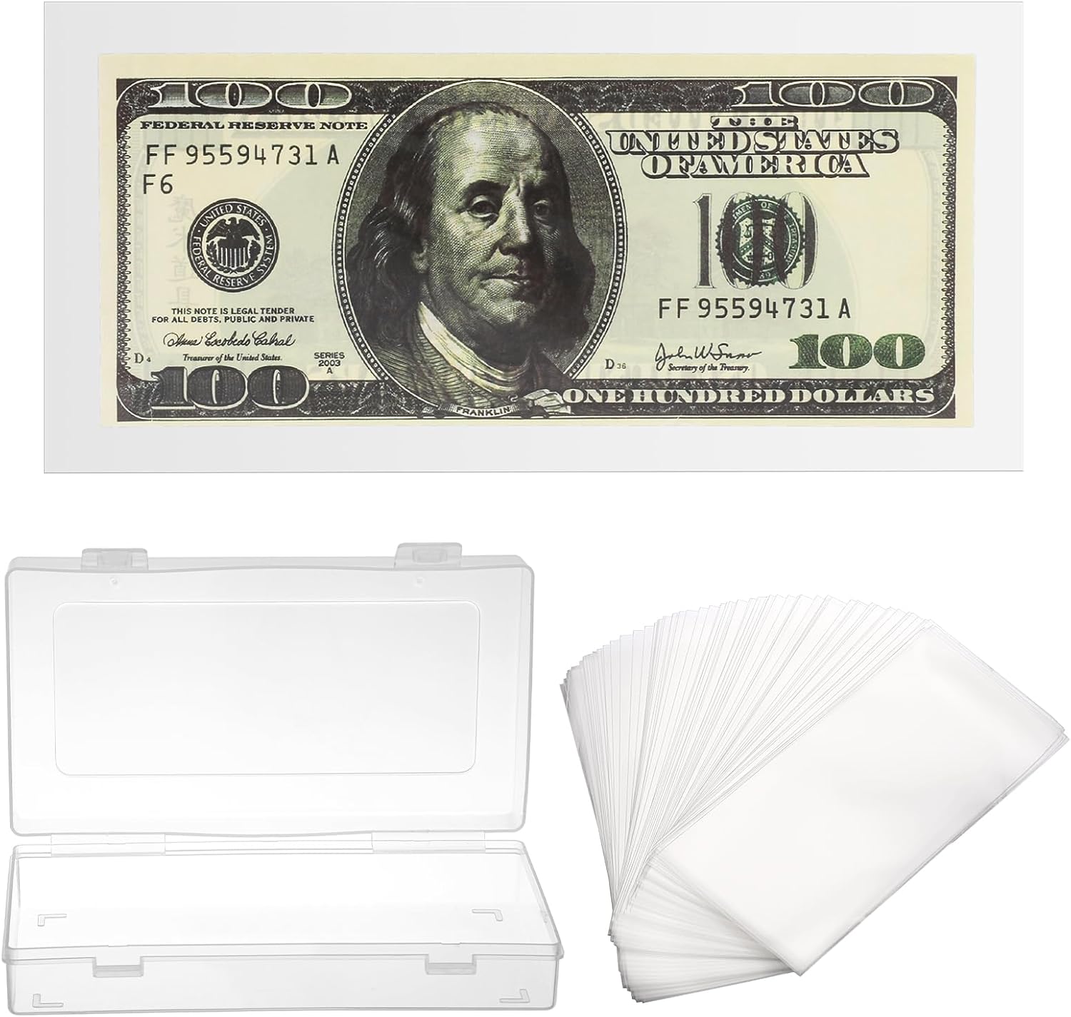 Amazon.com : Hipiwe 100Pcs Plastic Paper Money Holder Clear Dollar Bill ...