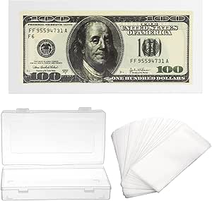 Amazon.com : Hipiwe 100Pcs Plastic Paper Money Holder Clear Dollar Bill ...