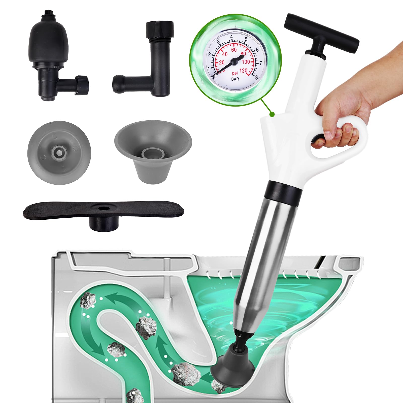 Amazon.com: Toilet Plunger,Drain Clog Remover Tools,High-Pressure Air ...