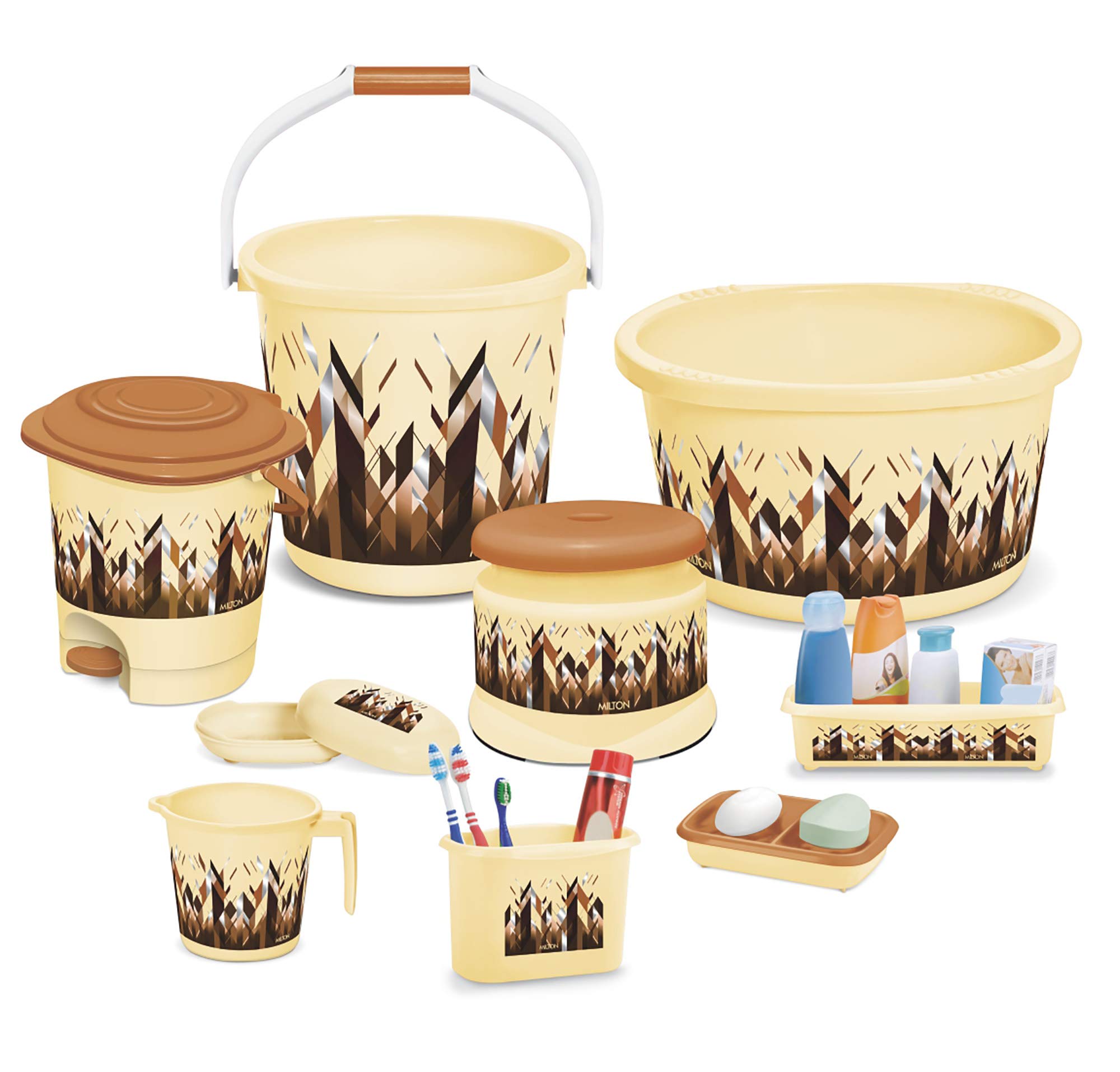 Milton Vector Clean Up Bath Set of 9 (Bucket, Deep Tub, Mug, Soap Dish ...