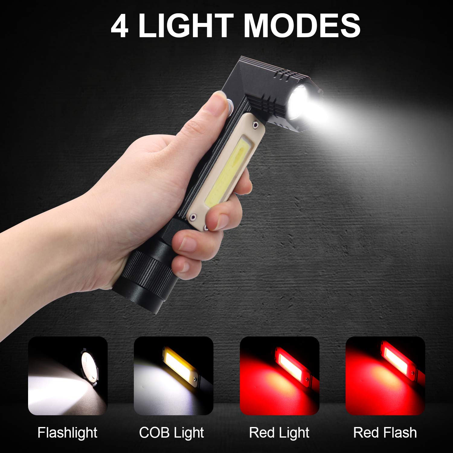 Rechargeable Flashlight, Ultra Brightest Handheld COB LED Tactical ...