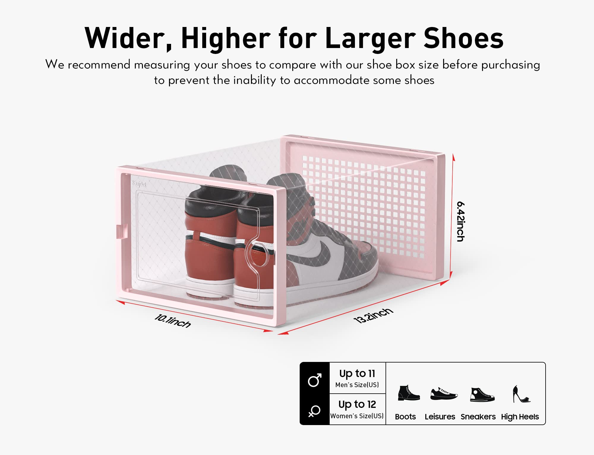 Snapklik.com : Kuject X-Large Shoe Organizers Storage Boxes For Closet ...