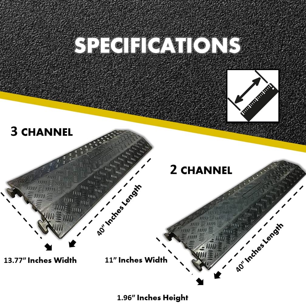 Kable Kontrol Drop Over Floor Cord Cover – 40” Inch Long 2 Channel ...