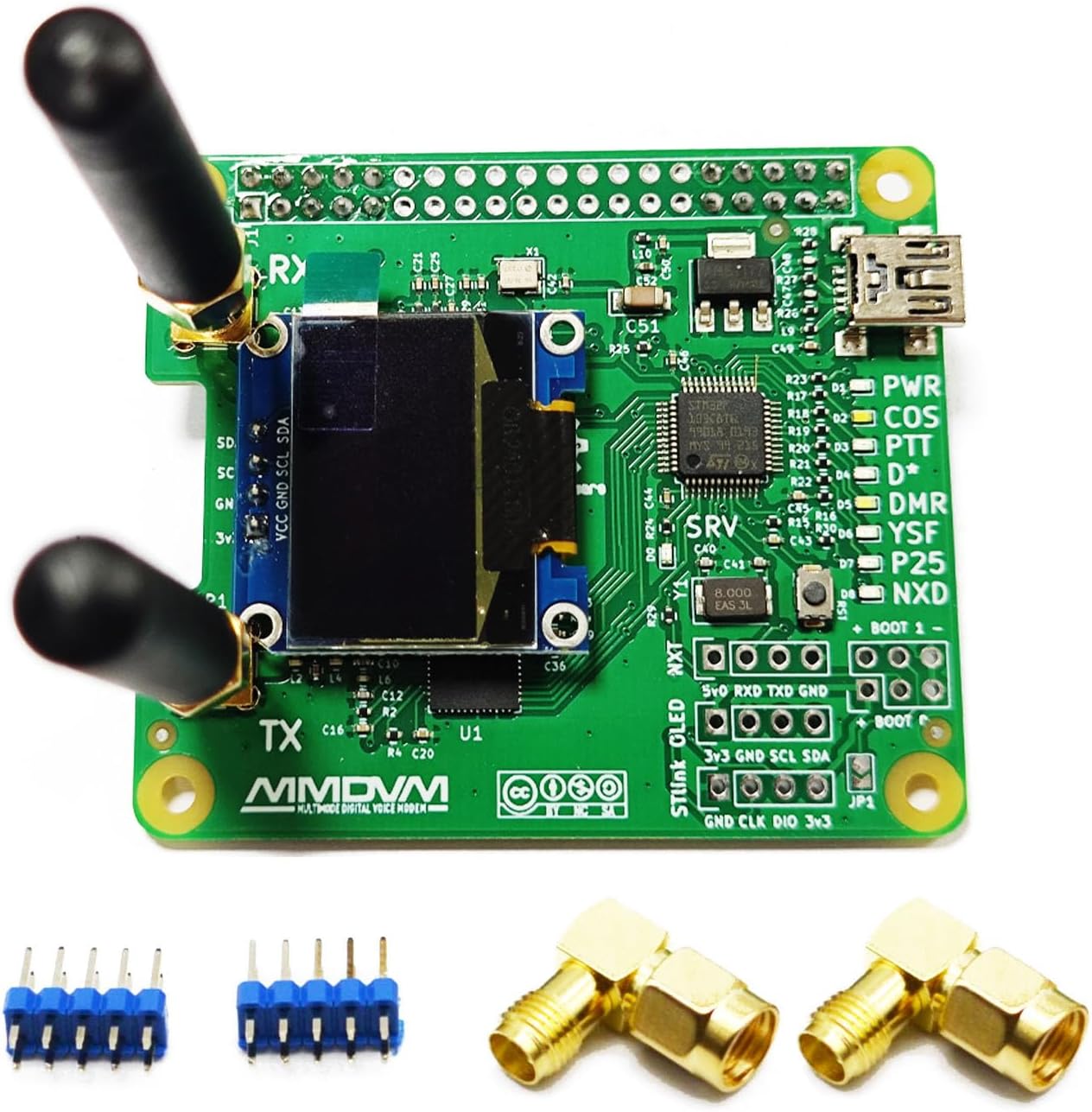 Amazon.com: AURSINC MMDVM Duplex Hotspot Module Dual Hat V1.5.2 with 0. ...