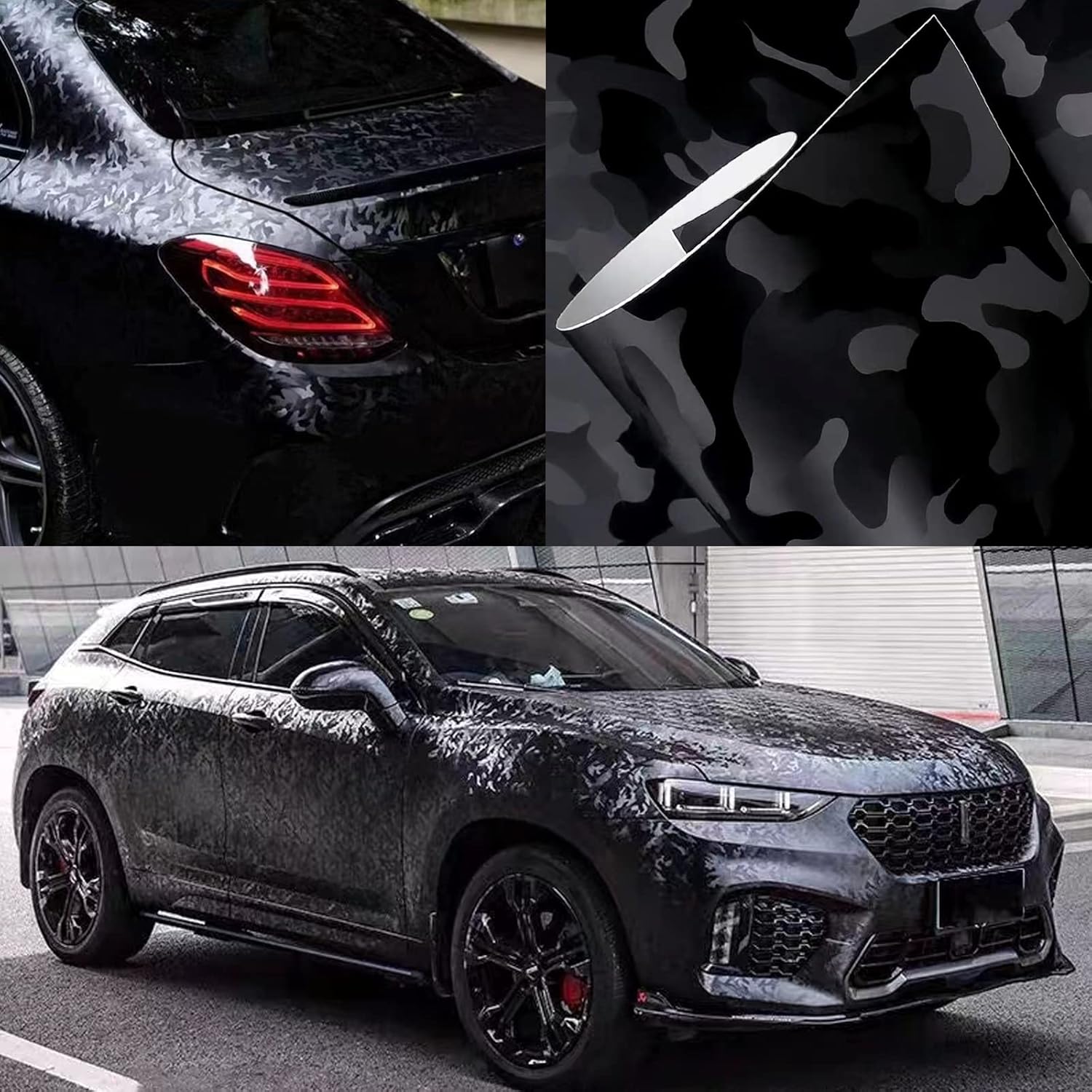 Amazon.com: YOLOCKEY Pattern Camouflage Vinyl Wrap Gloss Black Car Wrap ...