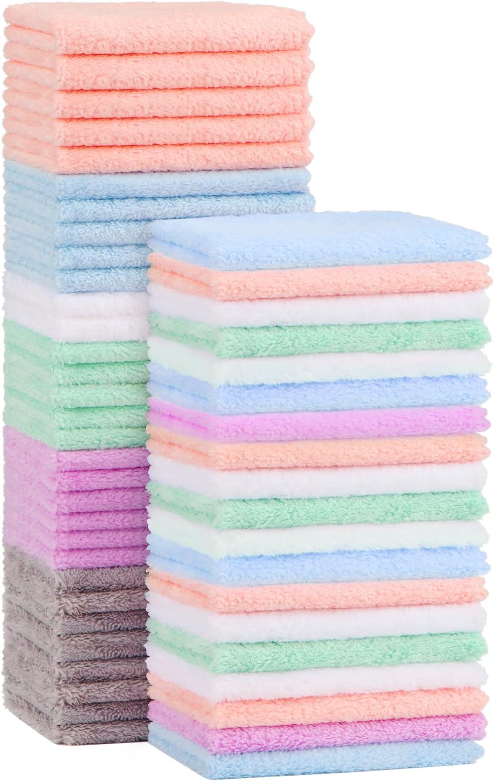 Amazon.com : Orighty Baby Washcloths 50-Pack, Microfiber Coral Fleece ...