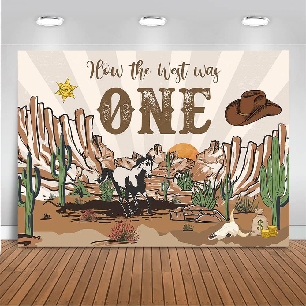 Amazon.com : Mocsicka Cowboy First Rodeo Birthday Party Decoration ...