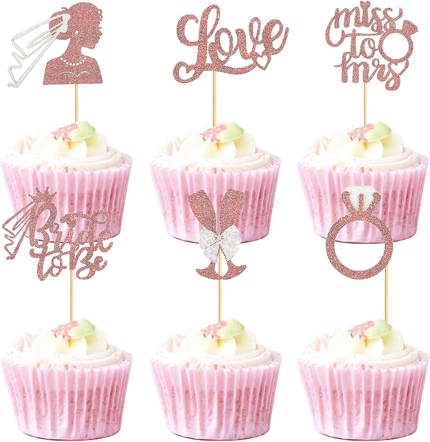 Amazon.com: SAMOKA Bride to Be Cupcake Toppers,24 PCS Diamond Ring ...