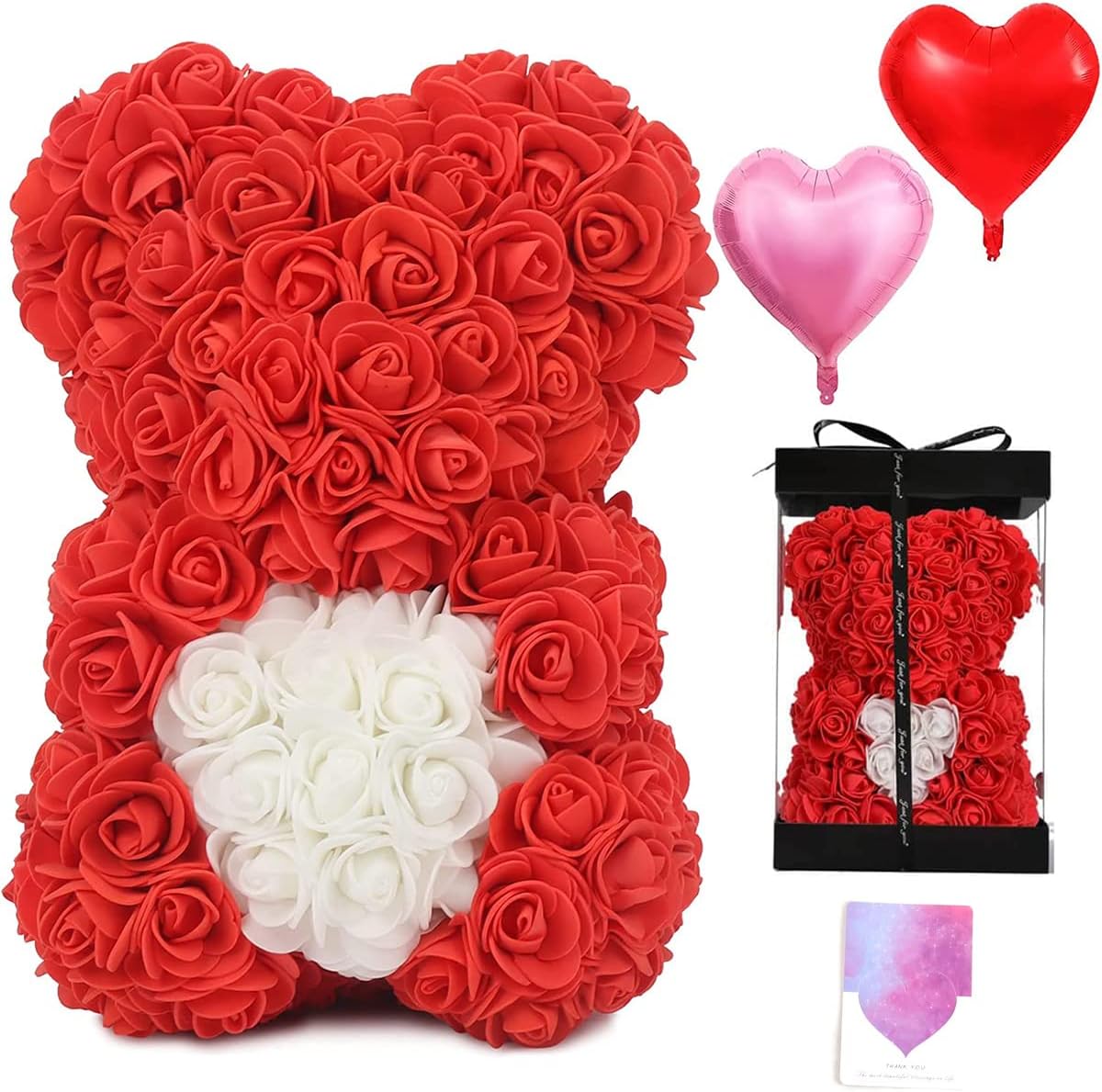 Rose Teddy Bear - Rose Flower Bear - Rose Bear with Box, Rose Teddy ...
